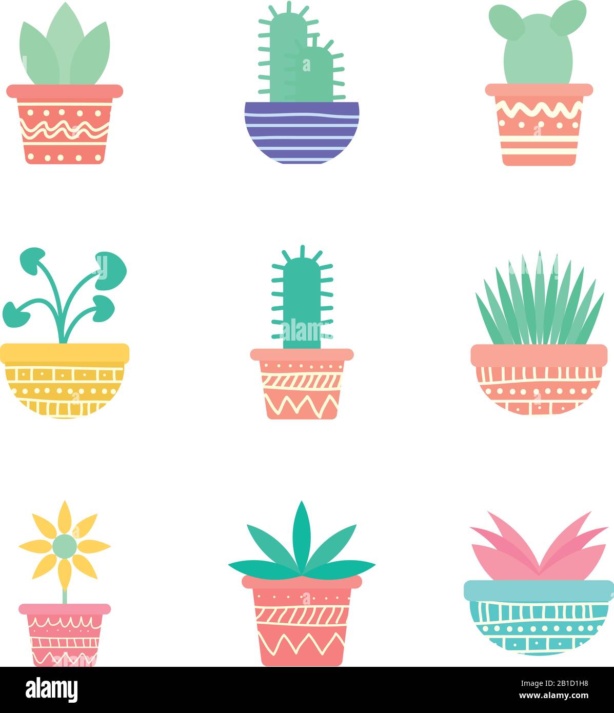 Isolated plants inside pots block gradient style icon set vector design Stock Vector Image & Art ...