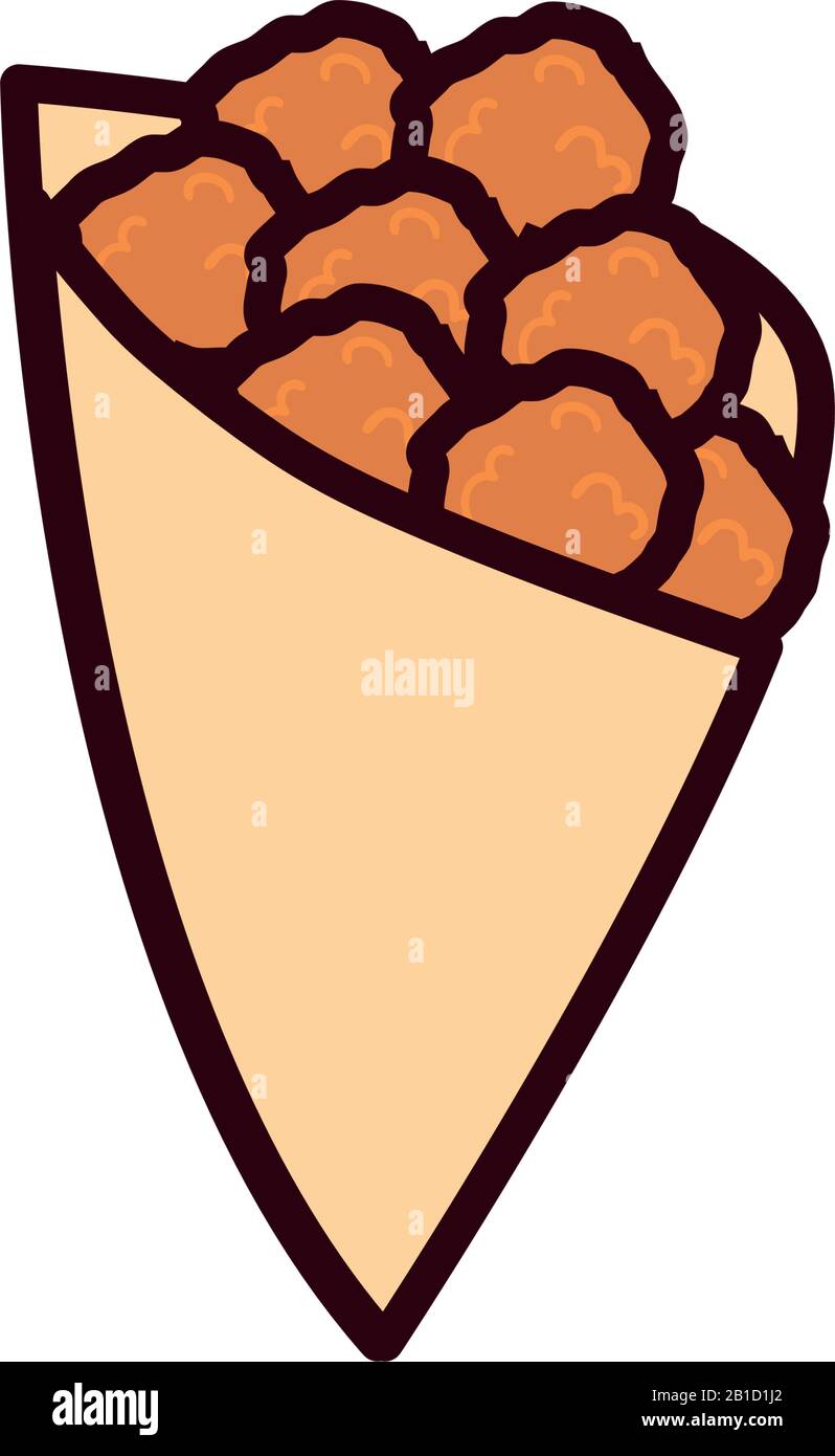 chicken cone line and fill style icon design, fast food eat restaurant ...