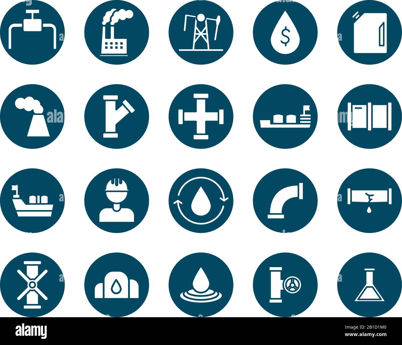 Isolated oil industry block and flat style icon set vector design Stock ...
