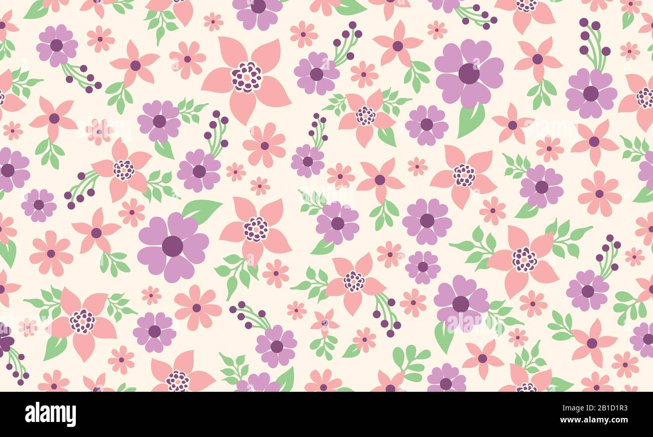 Antique wallpaper for spring, with seamless leaf and flower pattern ...