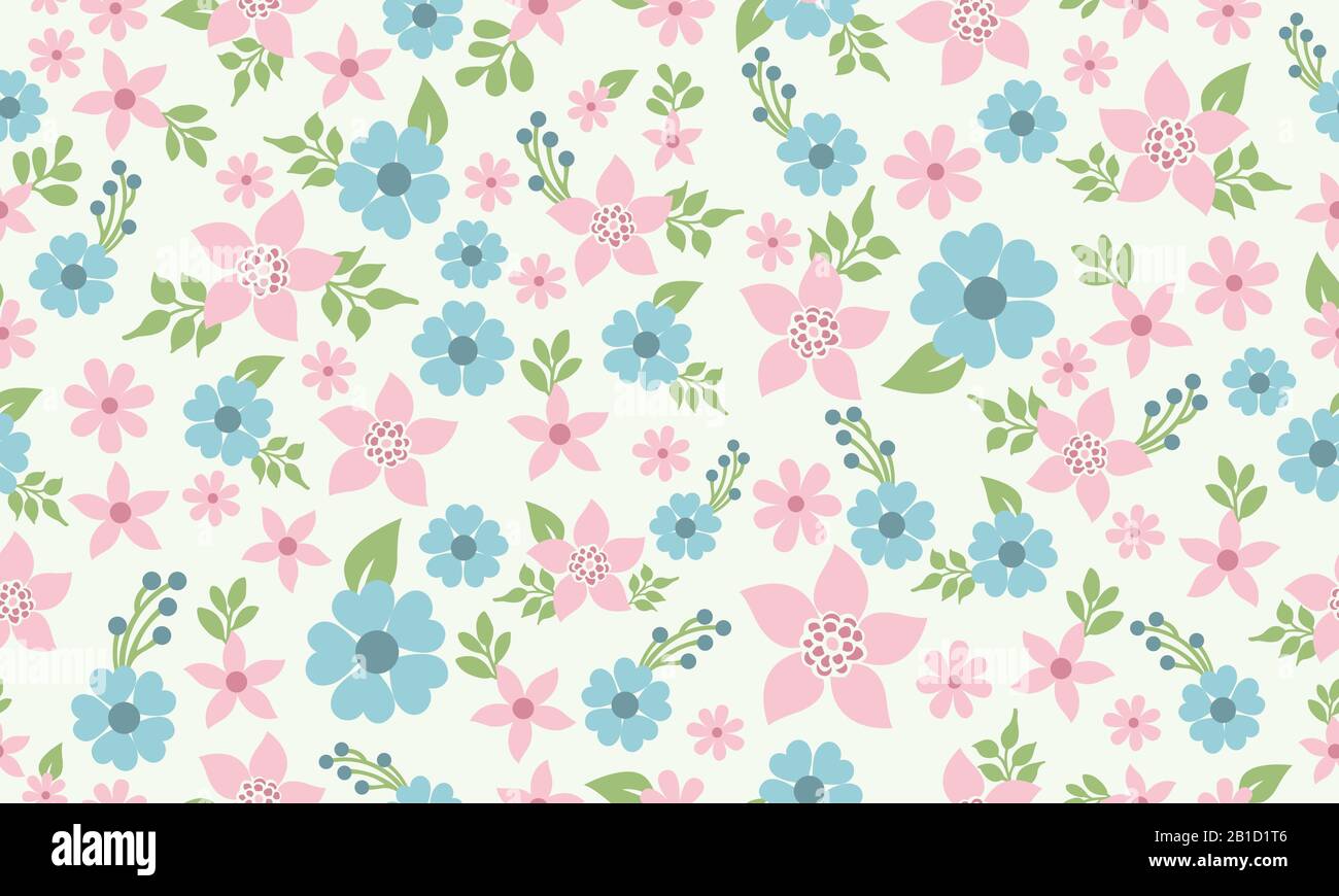 Antique wallpaper for spring, with seamless leaf and flower pattern ...