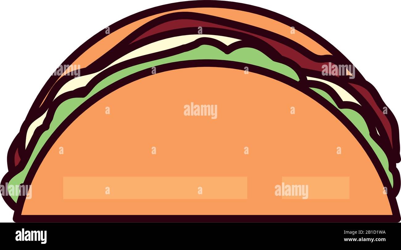 taco line and fill style icon design, fast food eat restaurant menu ...