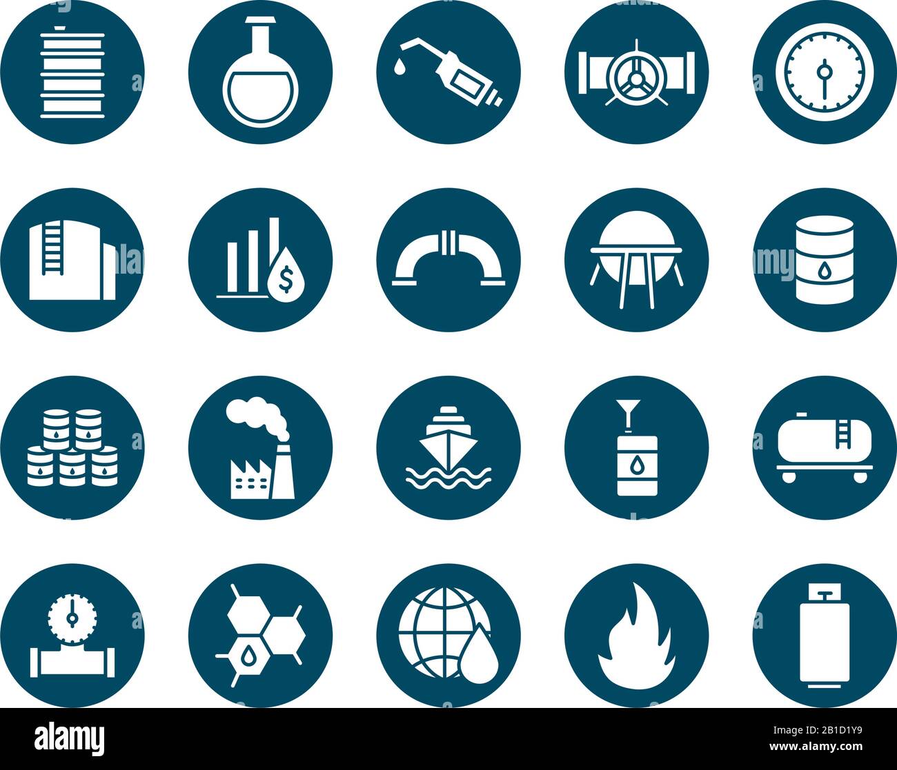 Isolated oil industry block and flat style icon set vector design Stock ...
