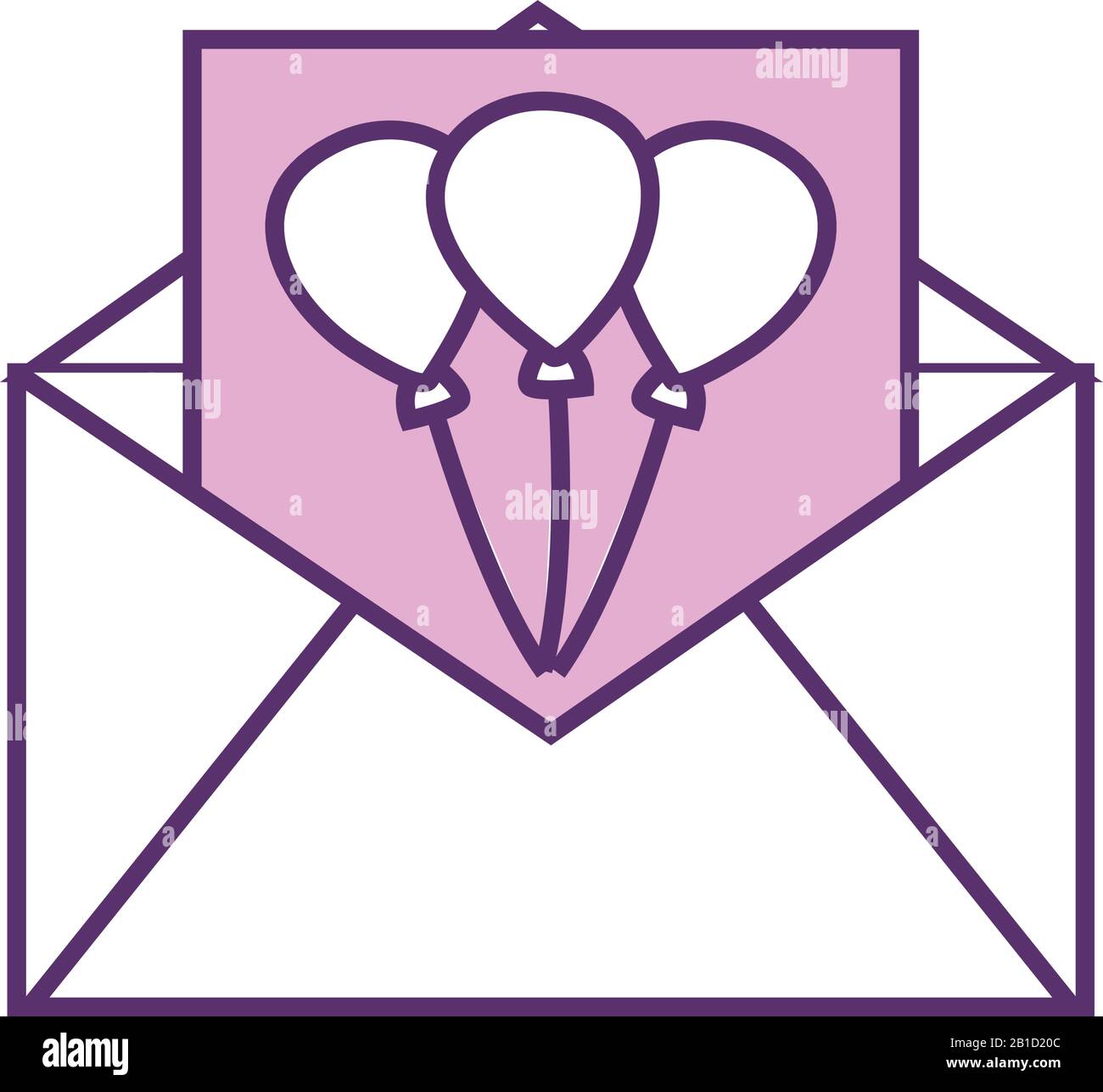 Balloons inside envelope line fill style icon design, Party celebration ...