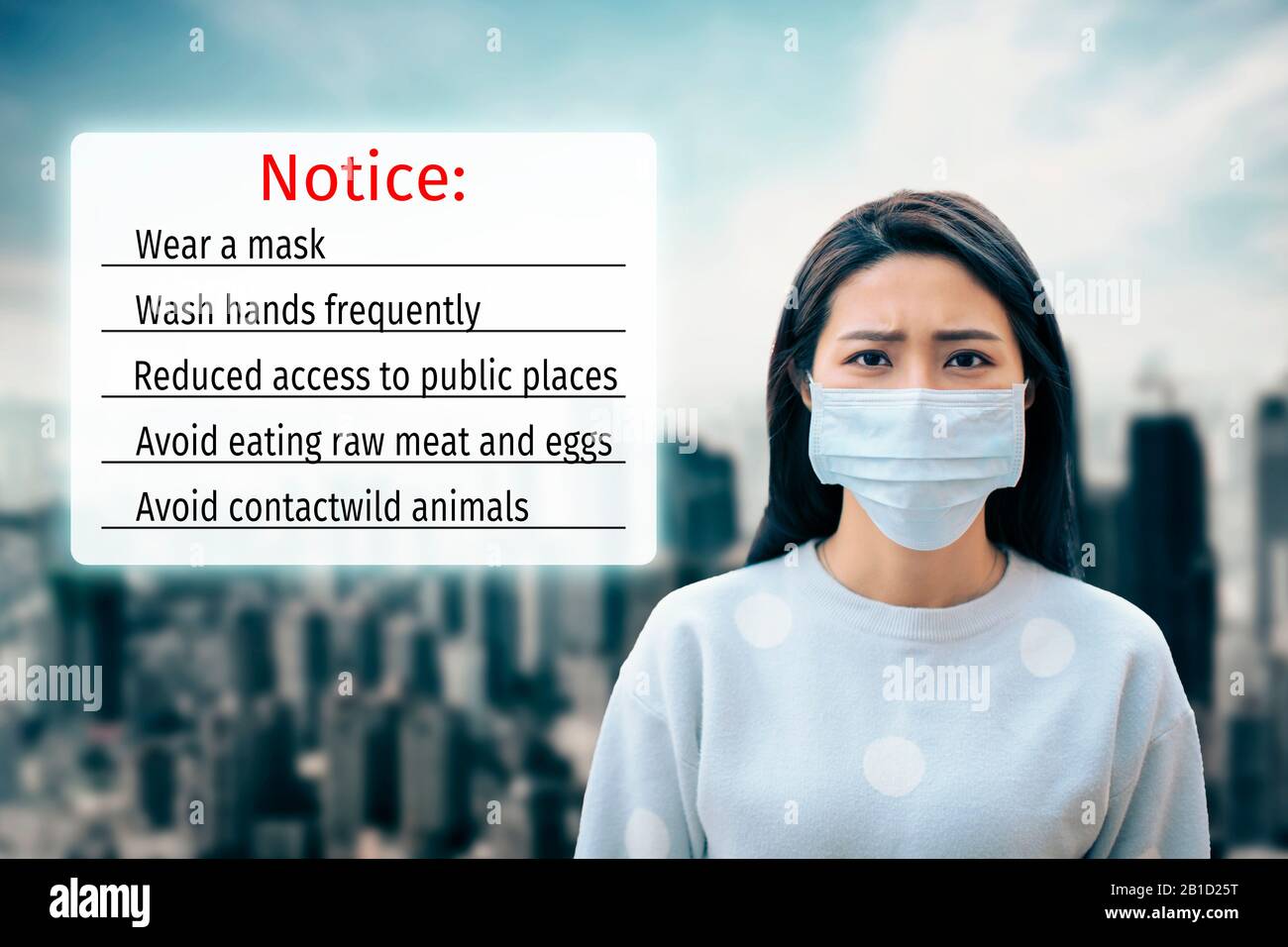 young woman wear mask and Protection against viruses and bacteria ...