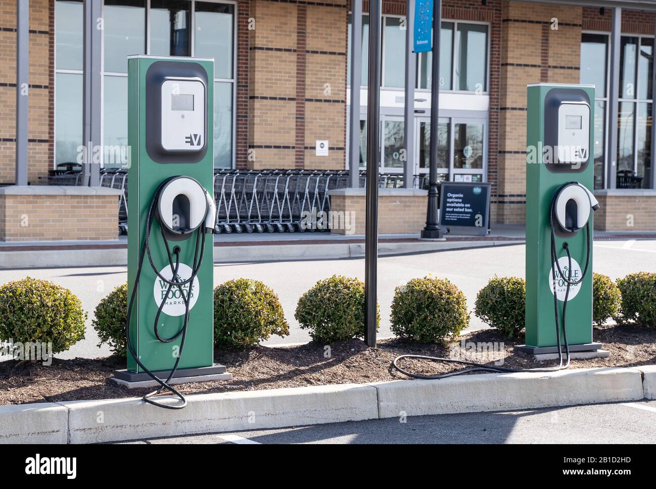 Lancaster, Pennsylvania, USA, February 19, 2020: Electric car charging ...