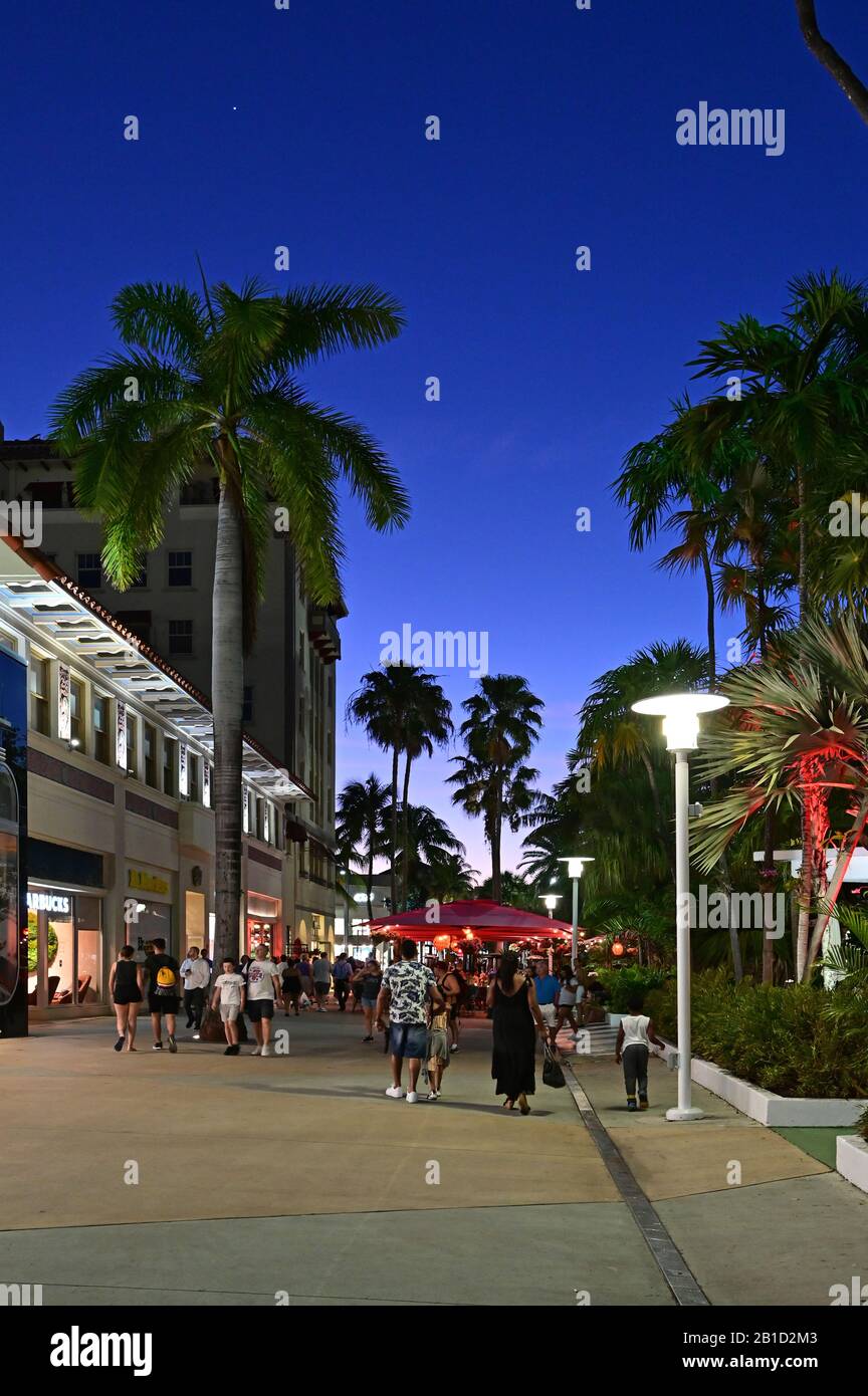Miami Beach, Florida - February 17, 2020 - Lincoln Road Mall street ...