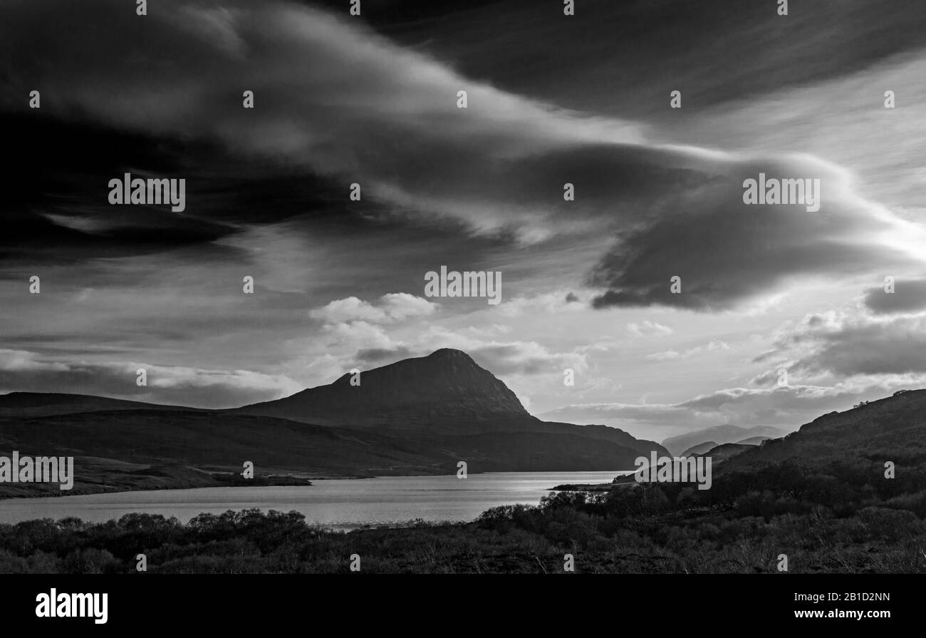 Ben Hope and Loch Hope from the Loch Hope Woodlands track, Sutherland ...