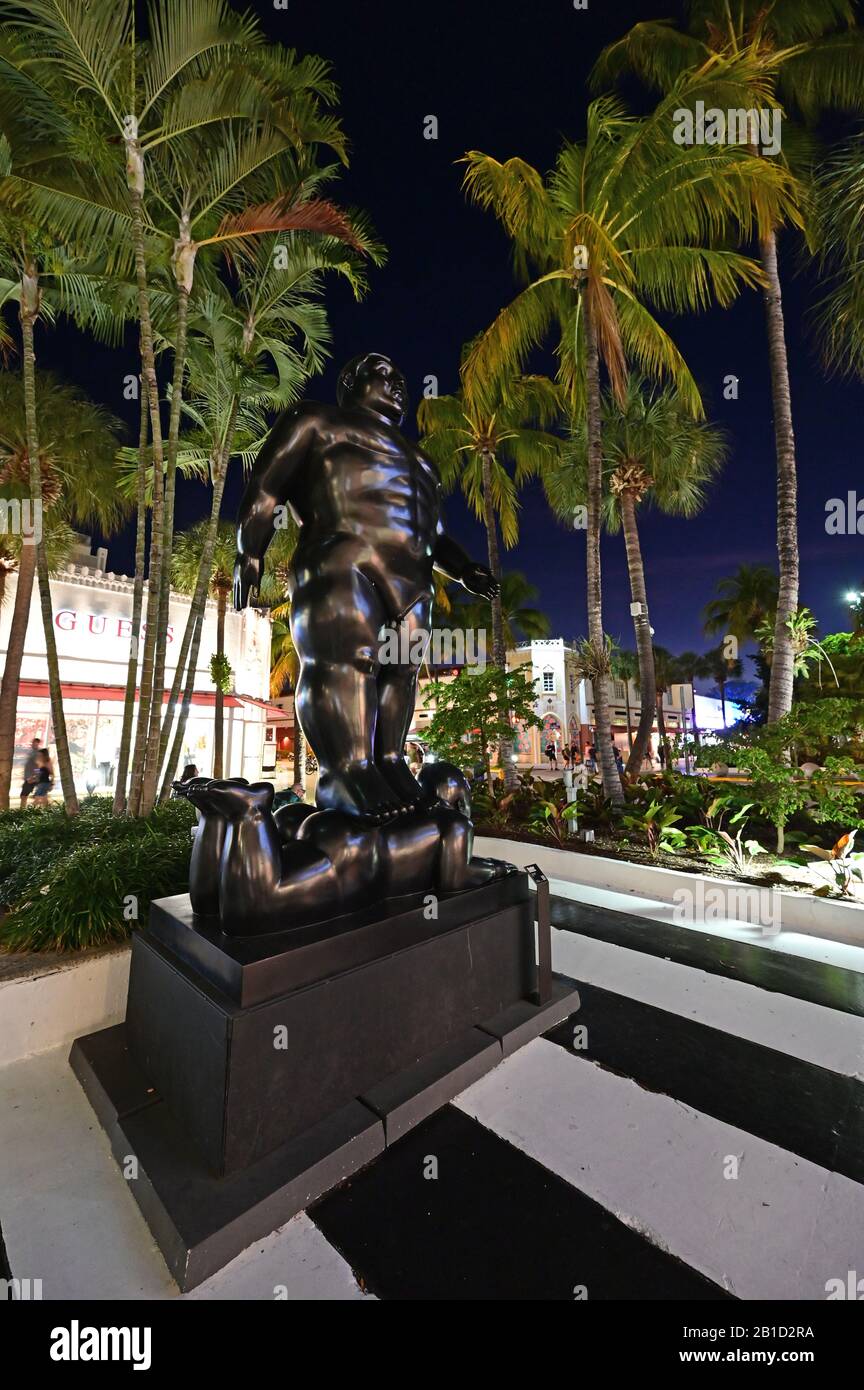 Miami Beach, Florida - February 17, 2020 - Fernando Botero sculpture on ...