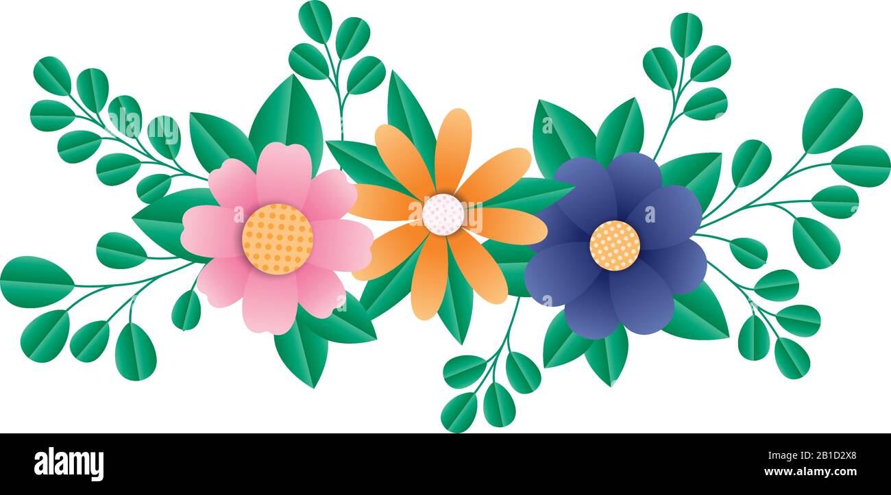 Isolated natural flowers with leaves vector design Stock Vector Image ...