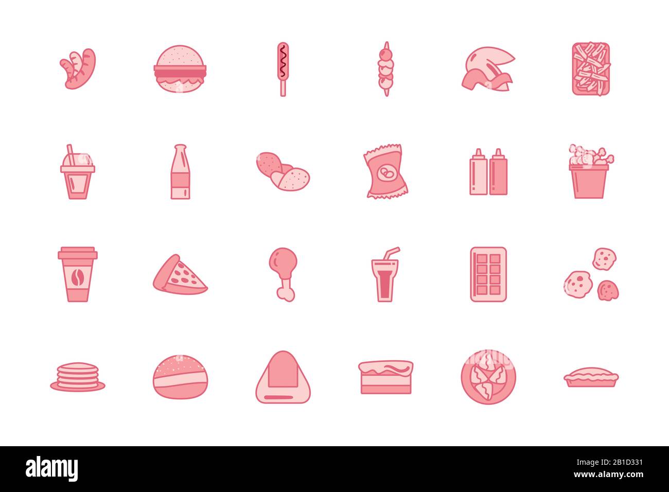 line style icon set design, fast food eat restaurant menu dinner lunch ...