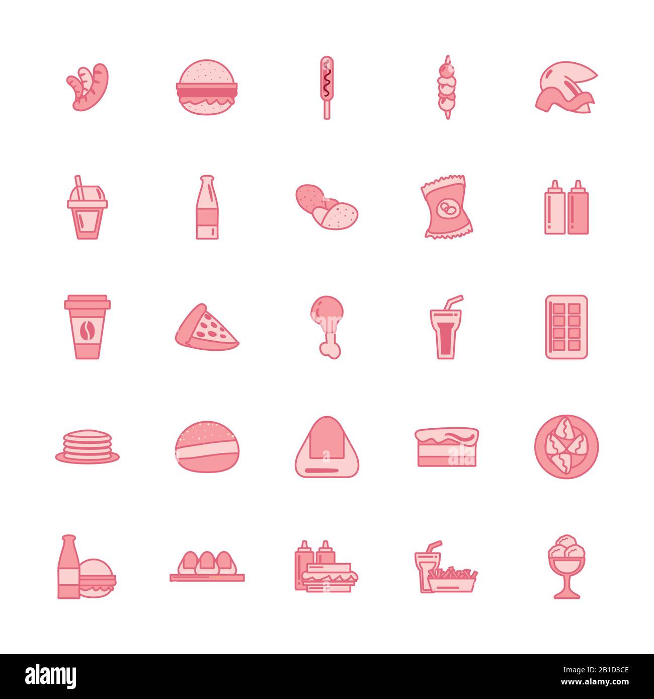 line style icon set design, fast food eat restaurant menu dinner lunch ...