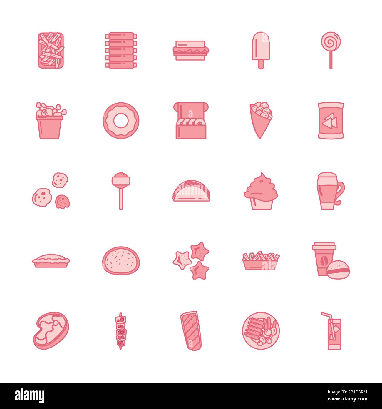 line style icon set design, fast food eat restaurant menu dinner lunch ...