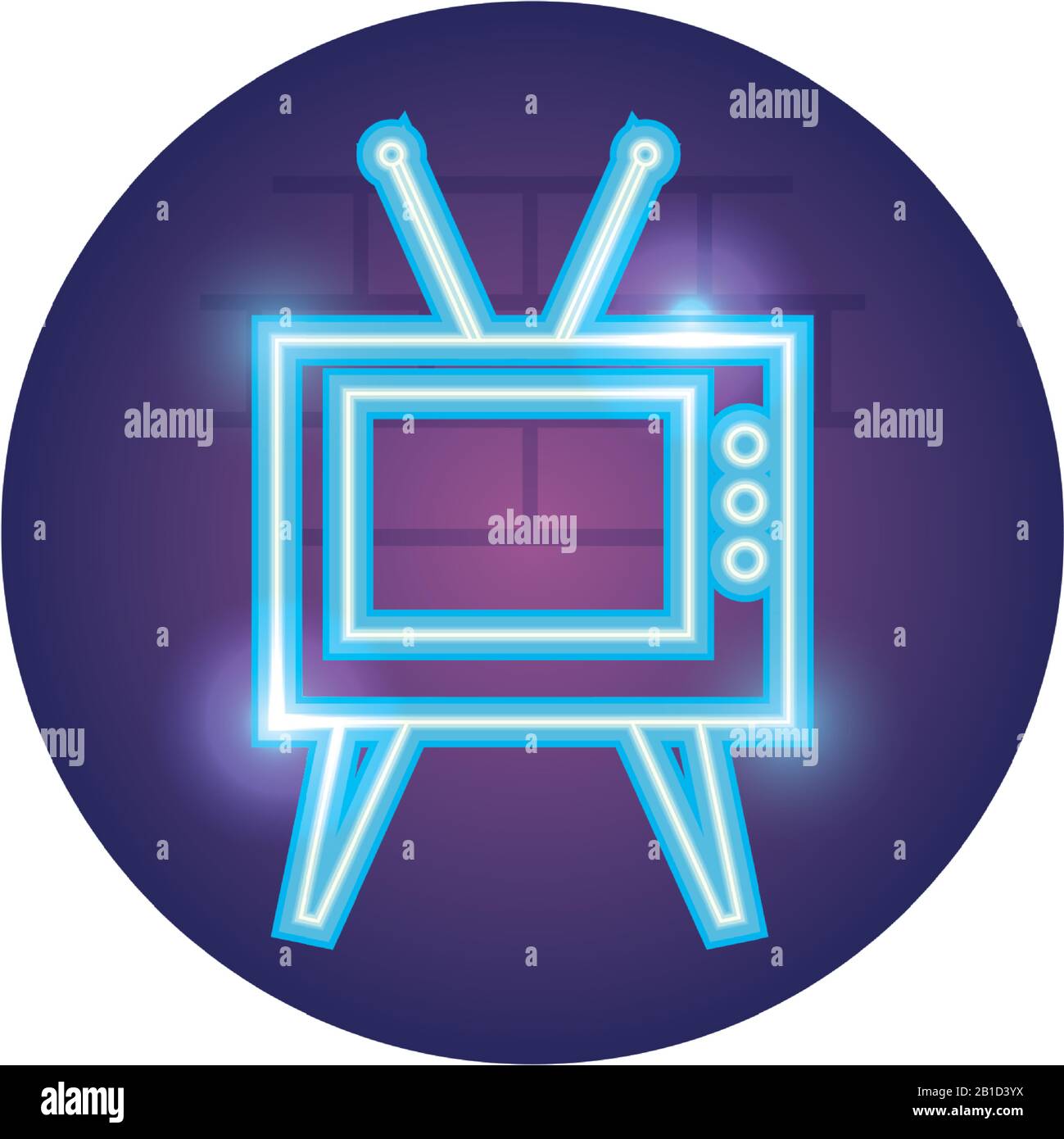 retro tv neon style icon design, Television device gadget technology ...