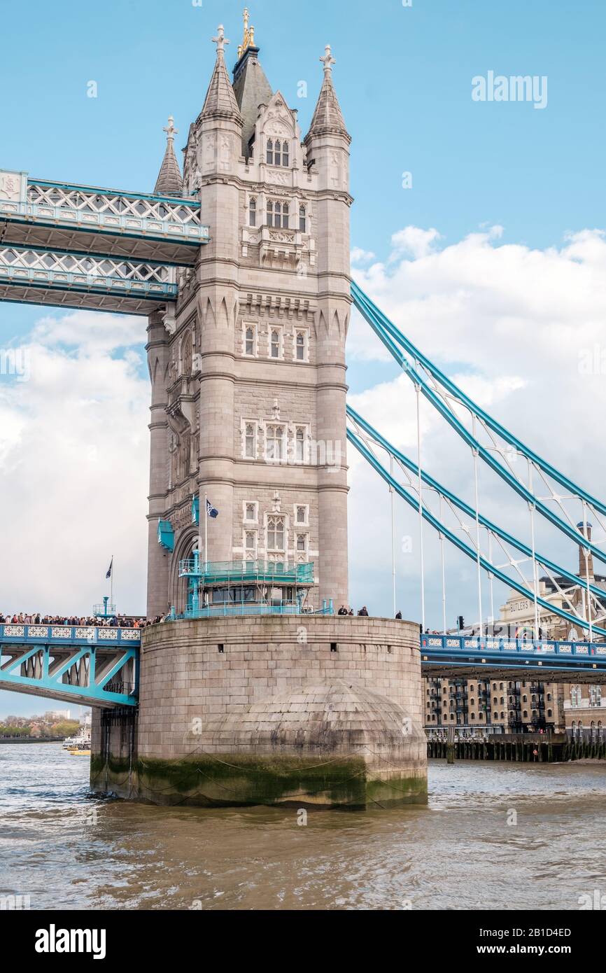 Historic Tower Bridge built on River Thames in eighteenth century ...