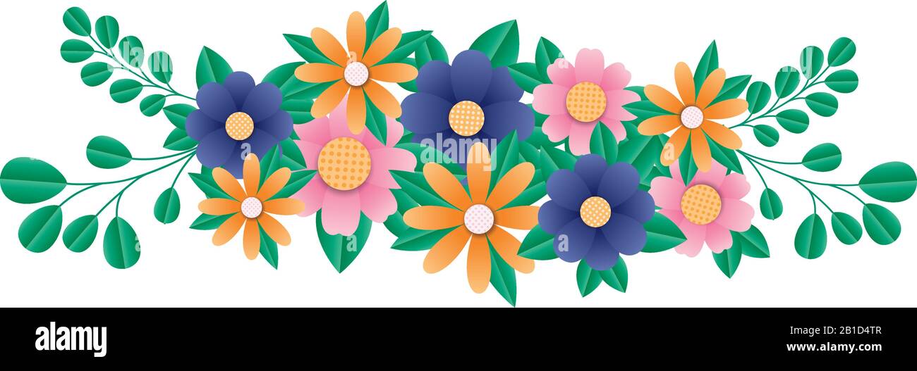 Isolated natural flowers with leaves vector design Stock Vector Image ...