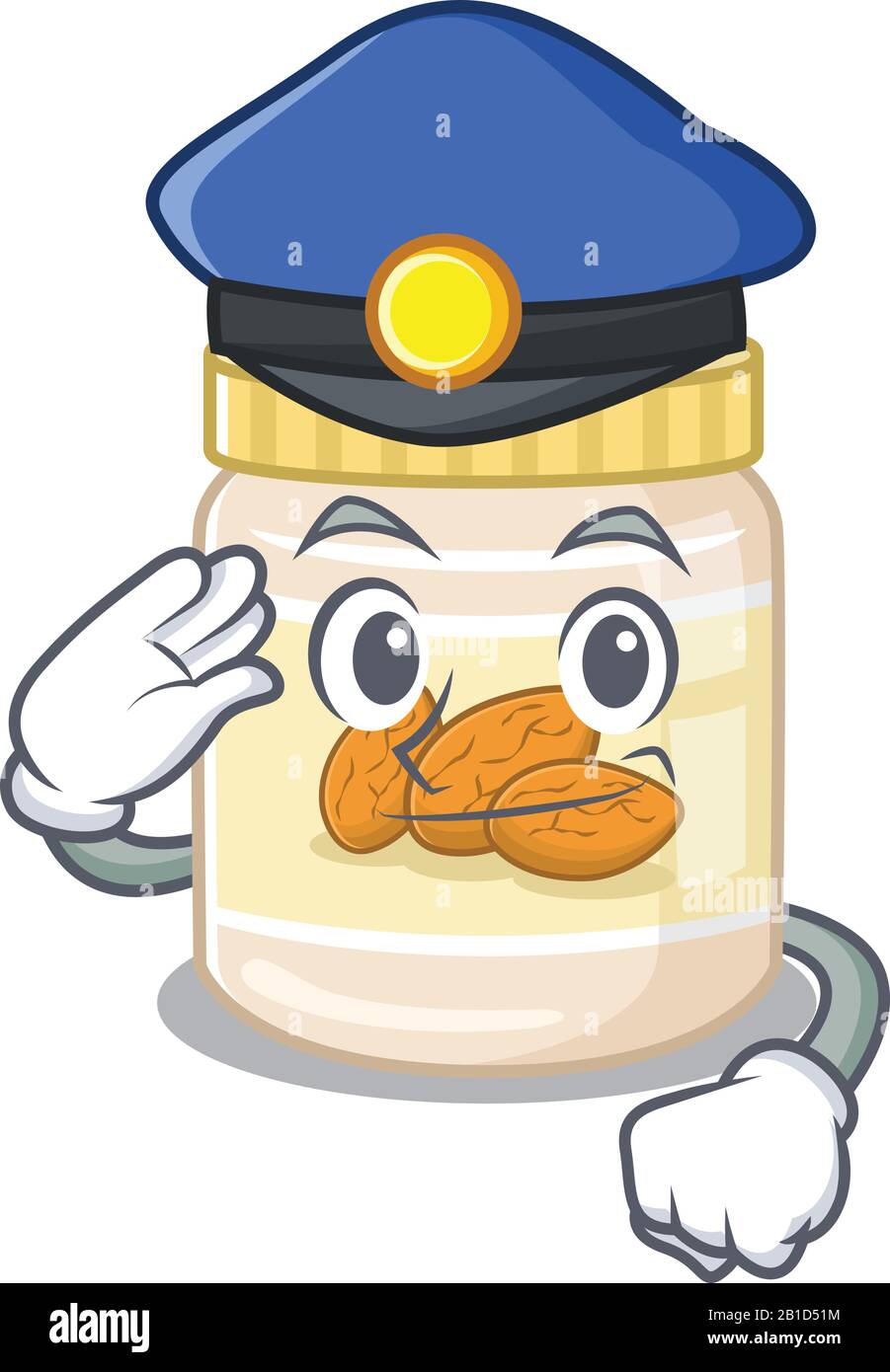A manly almond butter Cartoon concept working as a Police officer Stock ...