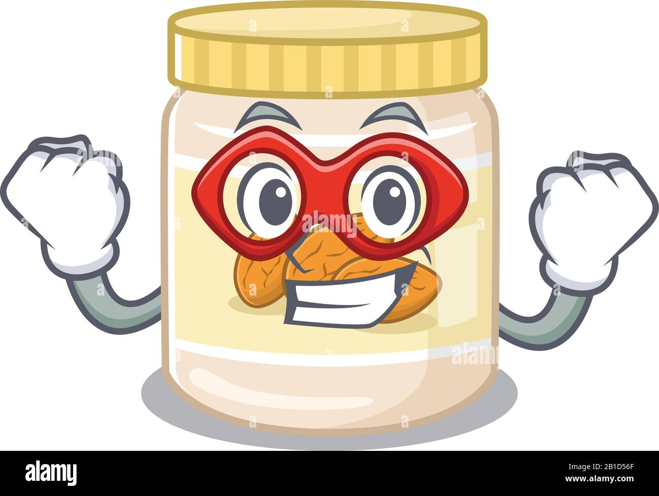 A cartoon concept of almond butter performed as a Super hero Stock ...