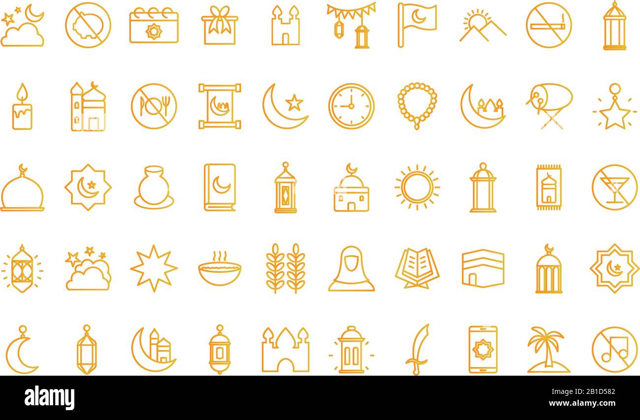 Ramadan gradient style icon set vector design Stock Vector Image & Art ...