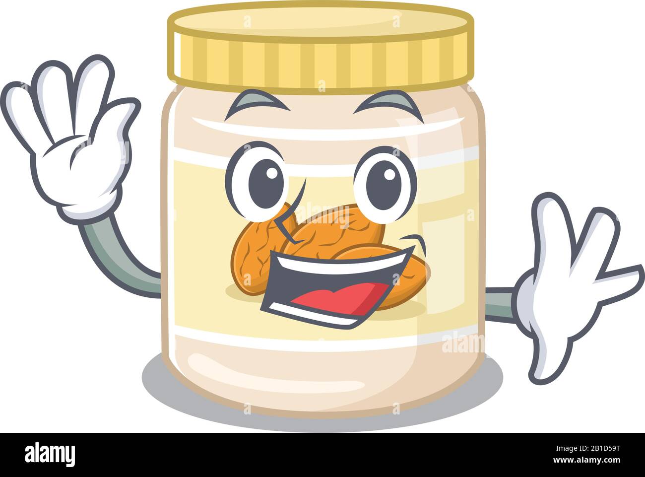 Waving friendly almond butter mascot design style Stock Vector Image ...