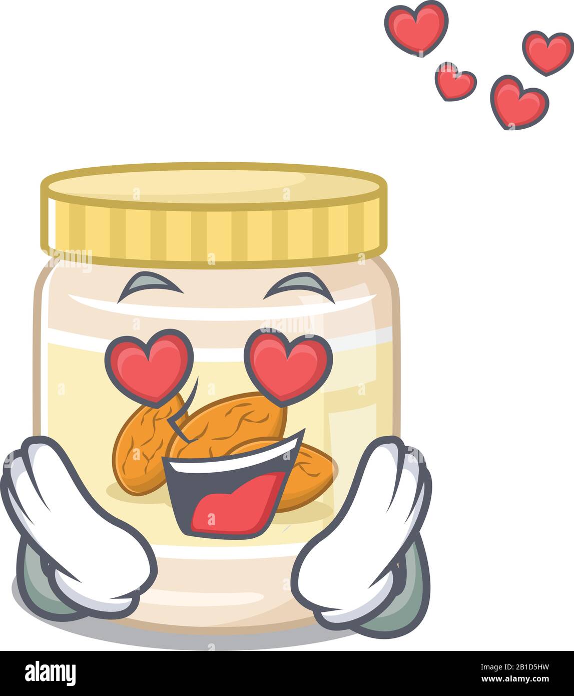 Romantic falling in love almond butter cartoon character concept Stock ...