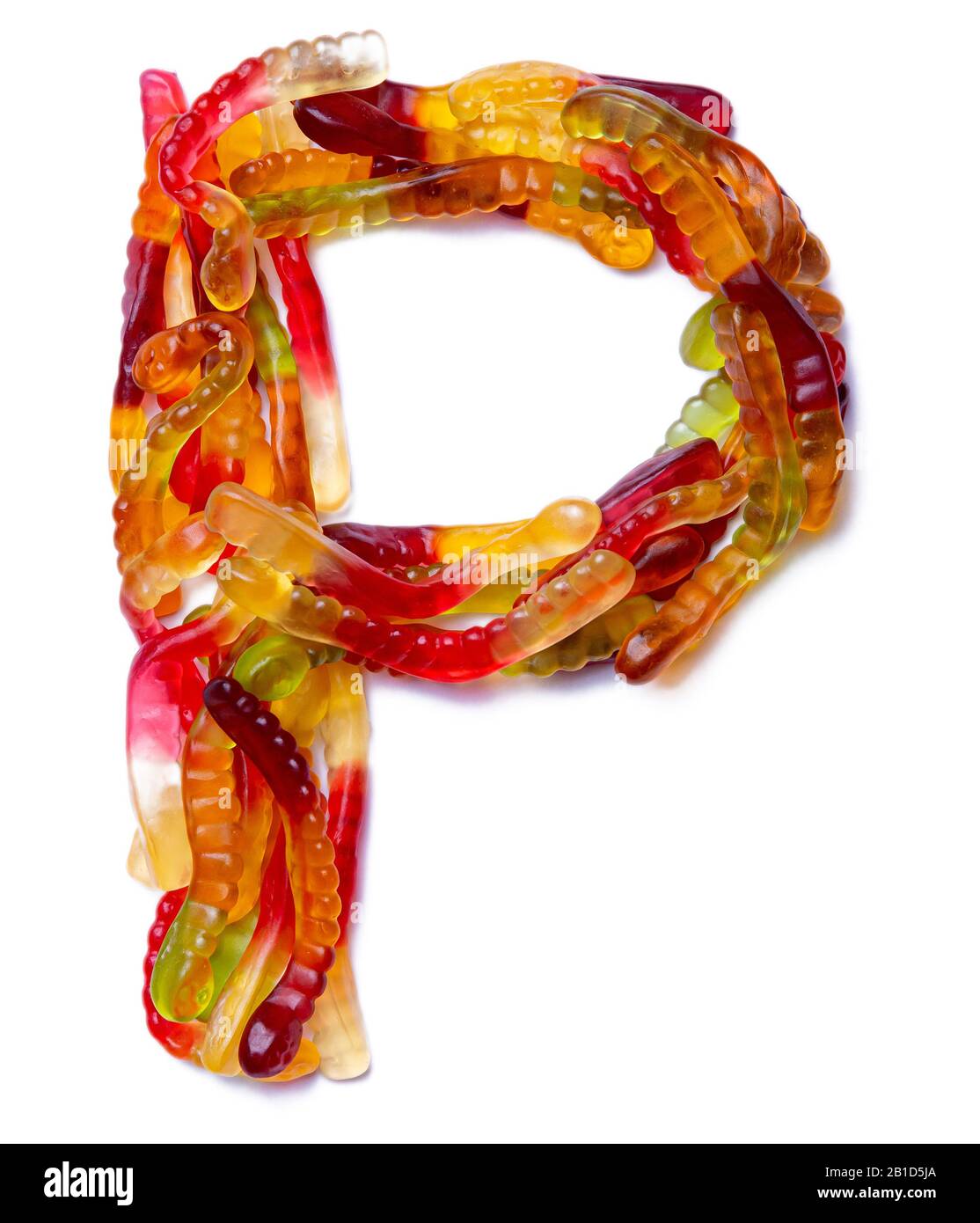 Letter P of the English alphabet from multi-colored chewing marmalade ...