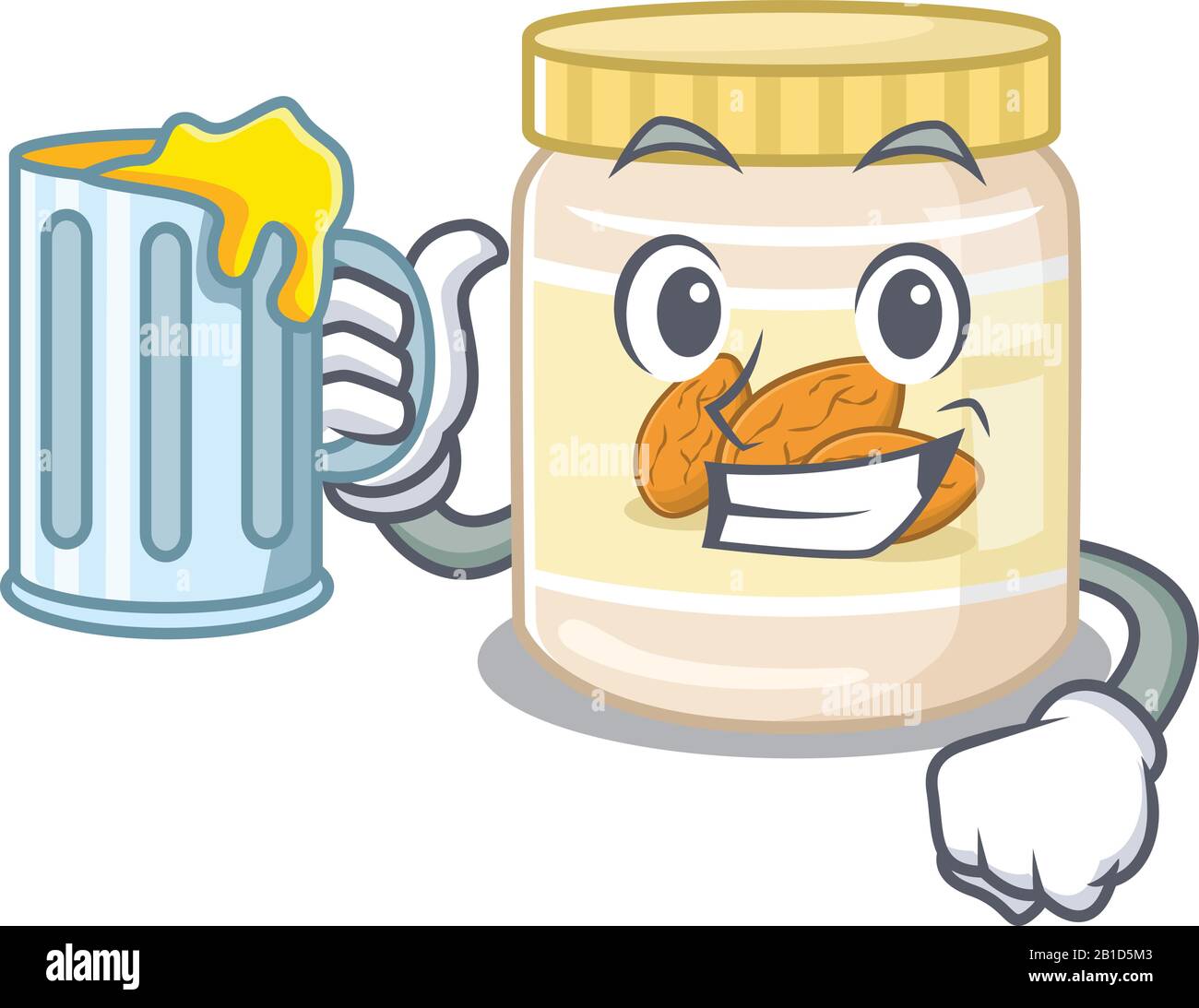 Smiley almond butter mascot design with a big glass Stock Vector Image ...