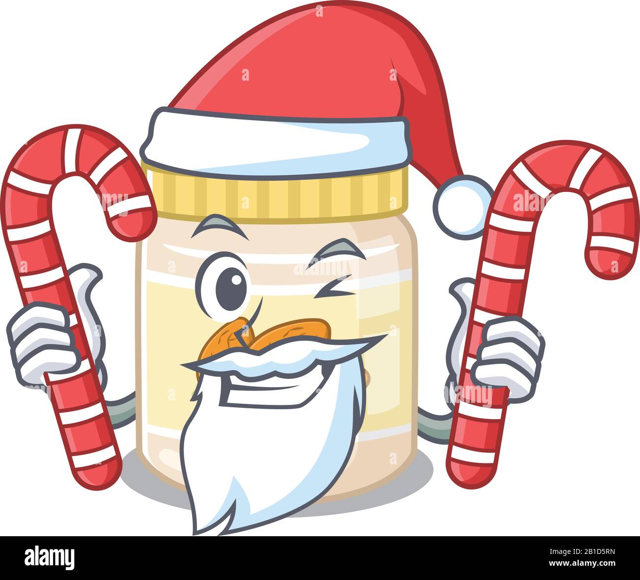 Almond butter Cartoon character wearing Santa costume bringing a candy ...