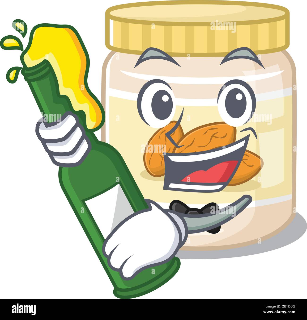 mascot cartoon design of almond butter with bottle of beer Stock Vector ...
