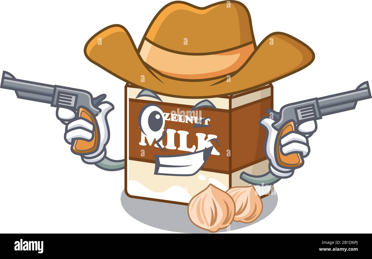 Hazelnut milk Cowboy cartoon concept having guns Stock Vector Image ...