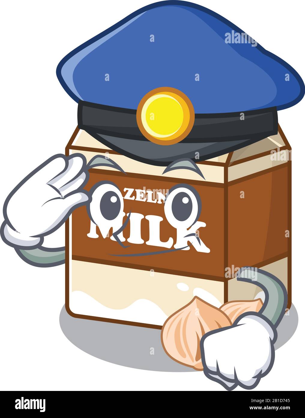 A manly hazelnut milk Cartoon concept working as a Police officer Stock ...