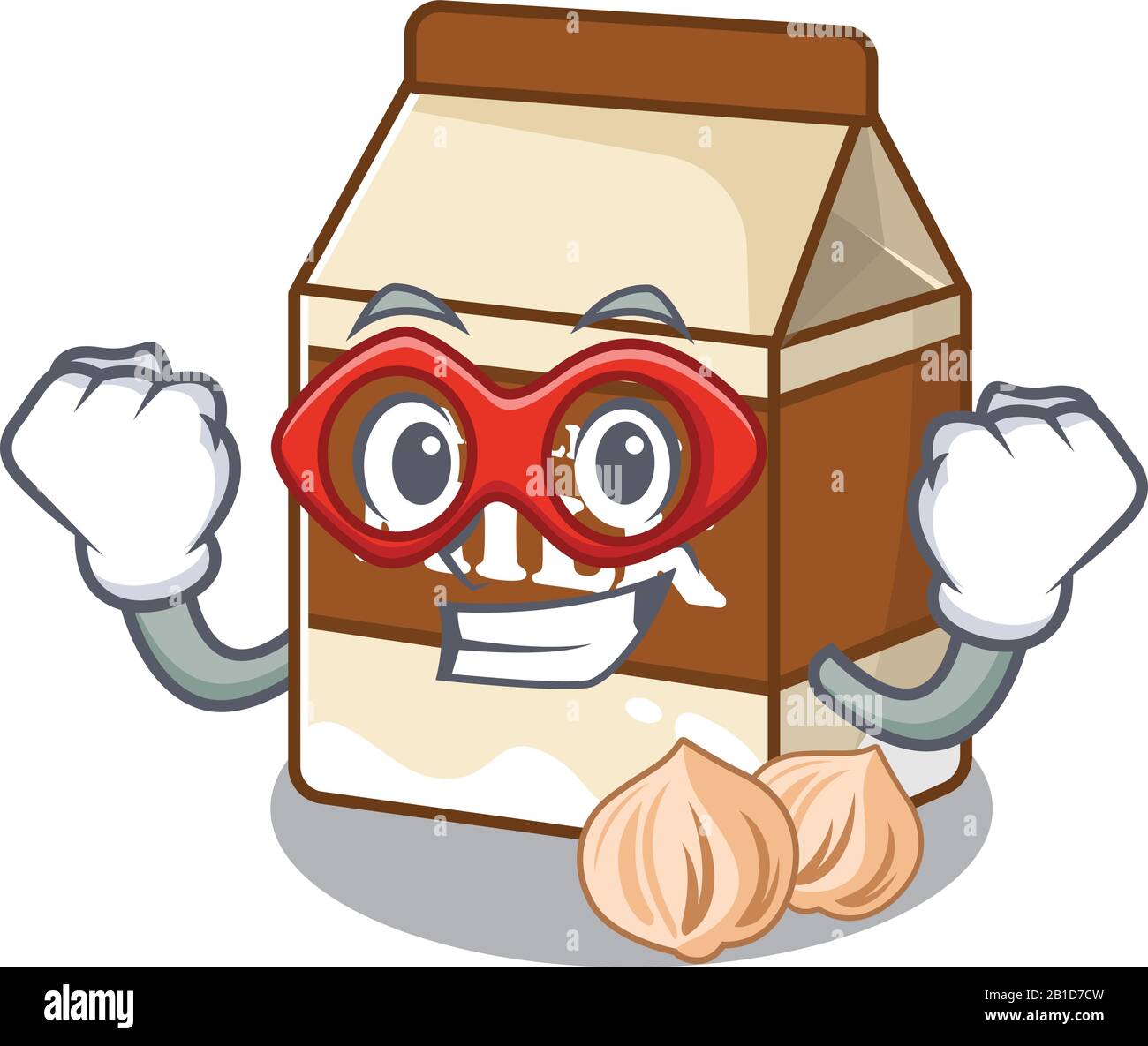 A cartoon concept of hazelnut milk performed as a Super hero Stock ...