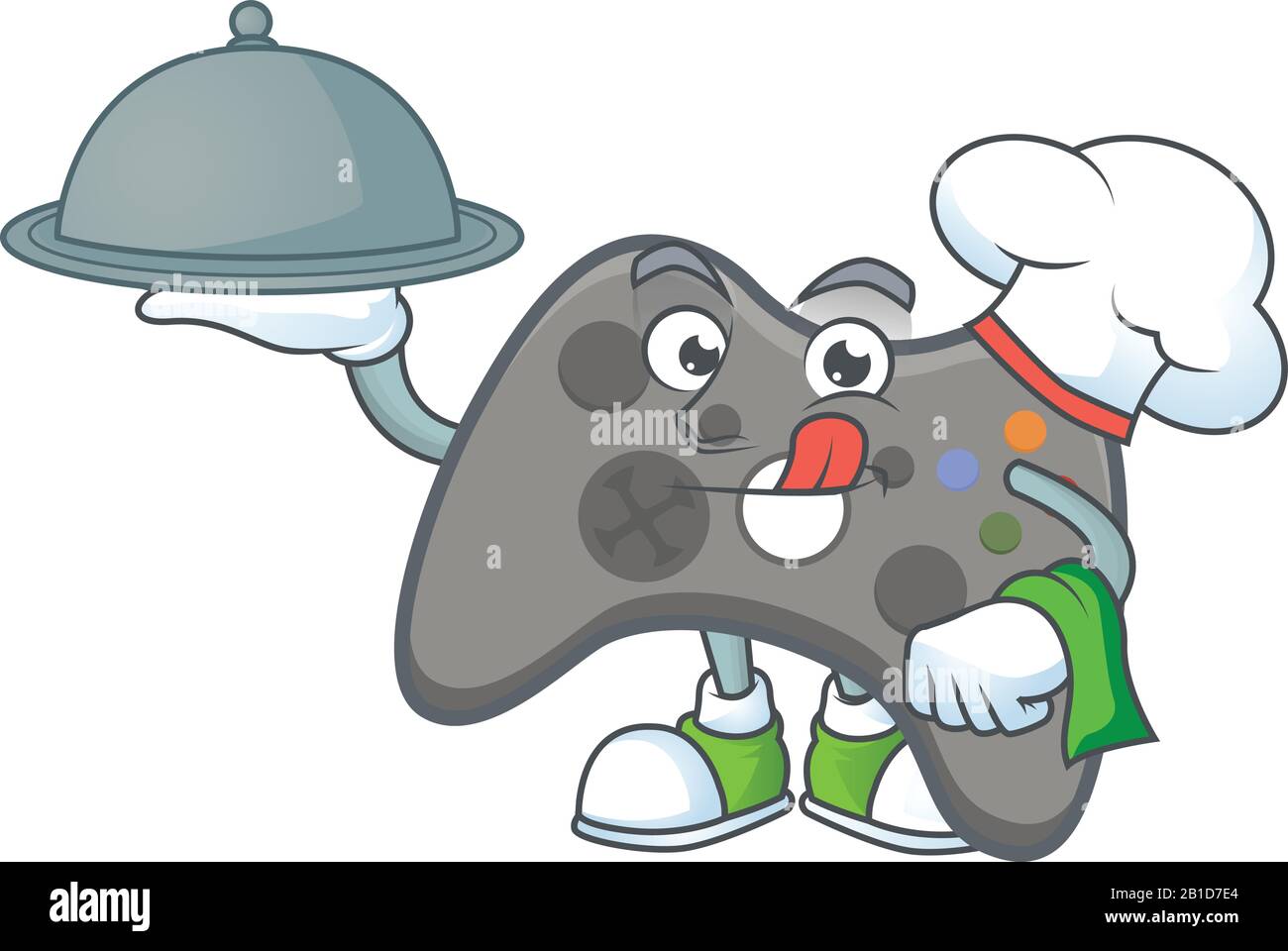 An icon of black joystick as a Chef with food on tray ready to serve ...