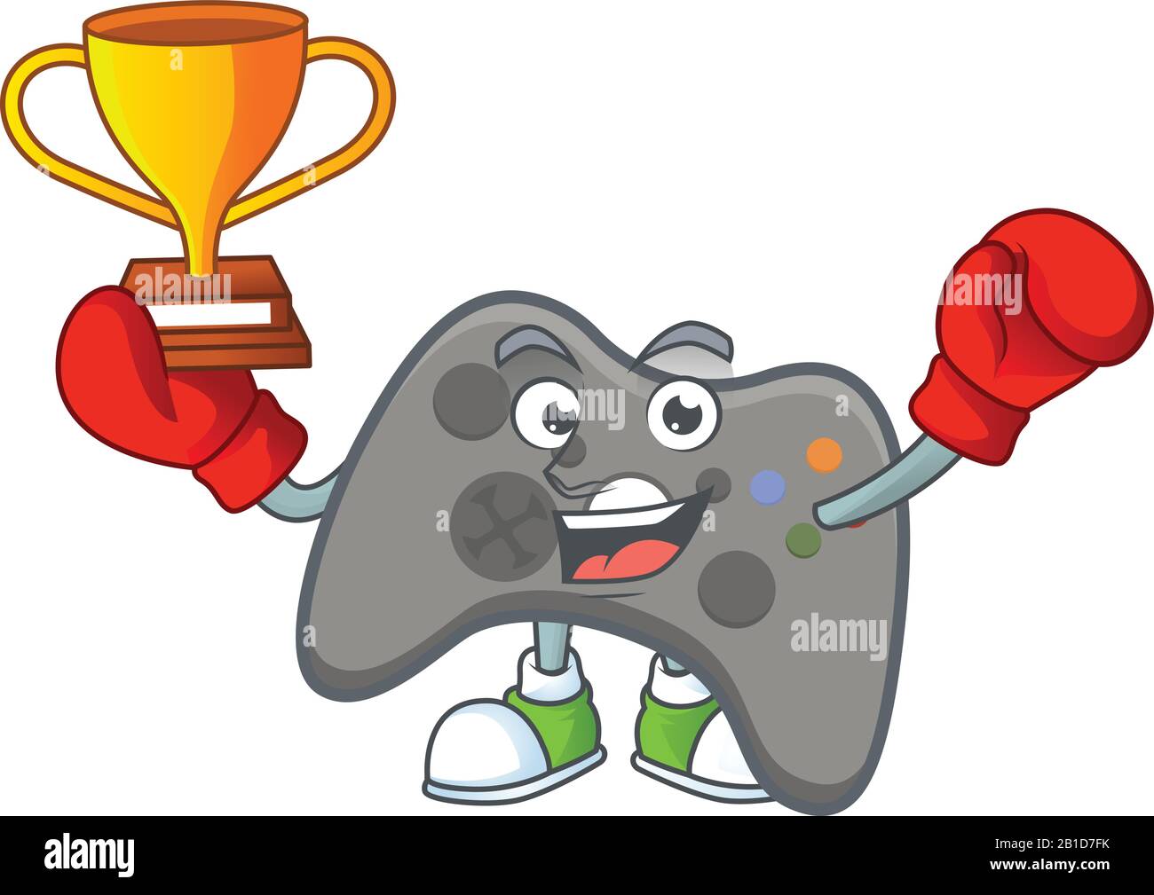 Super cool Boxing winner of black joystick in mascot cartoon design ...