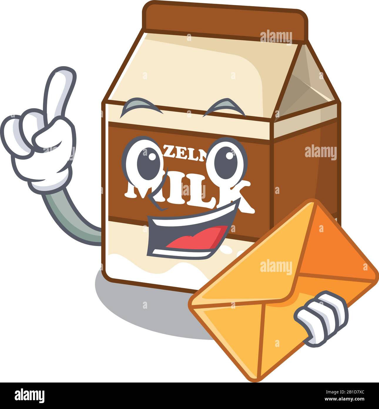 Happy face hazelnut milk mascot design with envelope Stock Vector Image ...