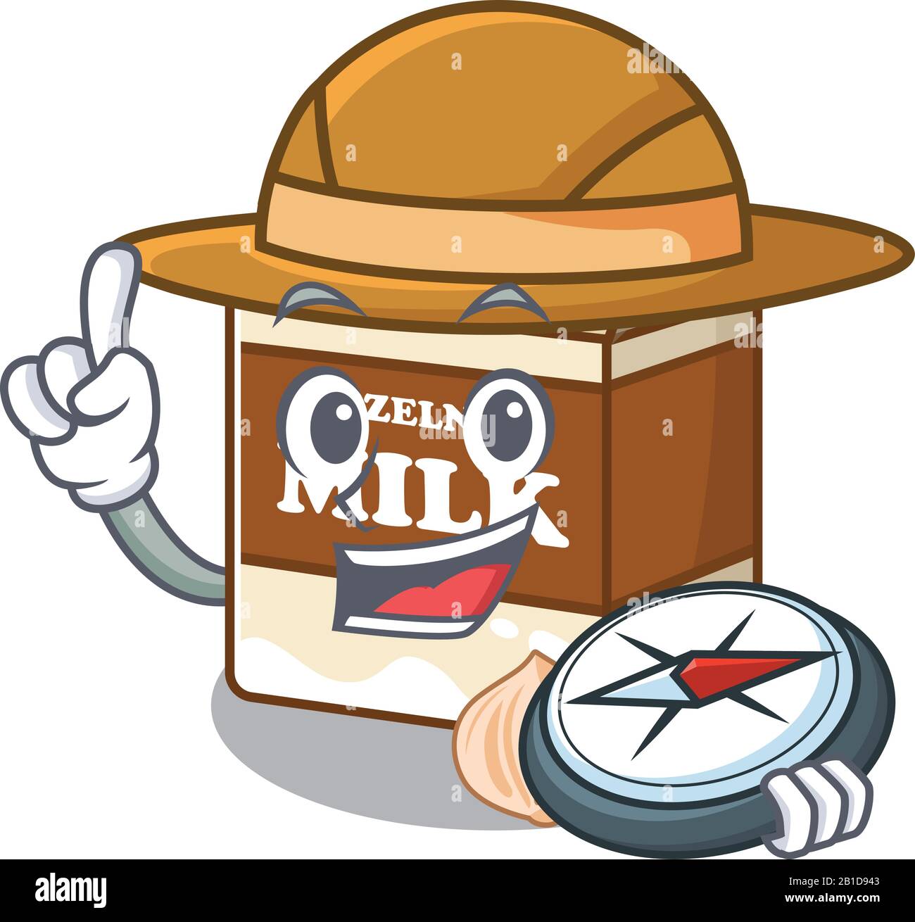 Hazelnut milk experienced Explorer using a compass Stock Vector Image ...