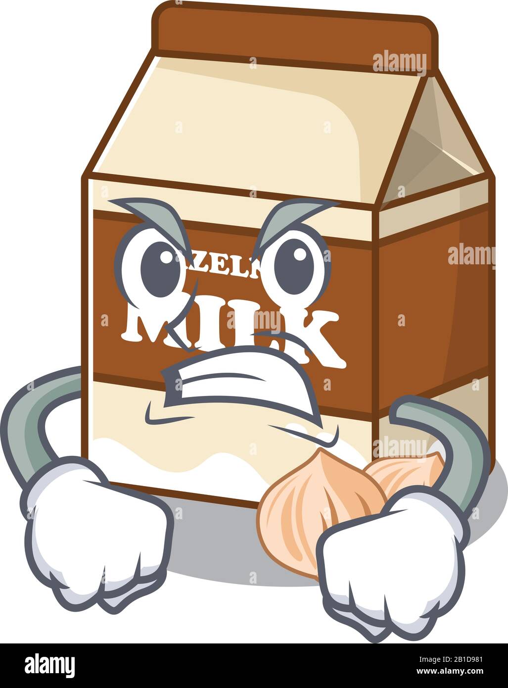 Hazelnut milk cartoon character style having angry face Stock Vector ...