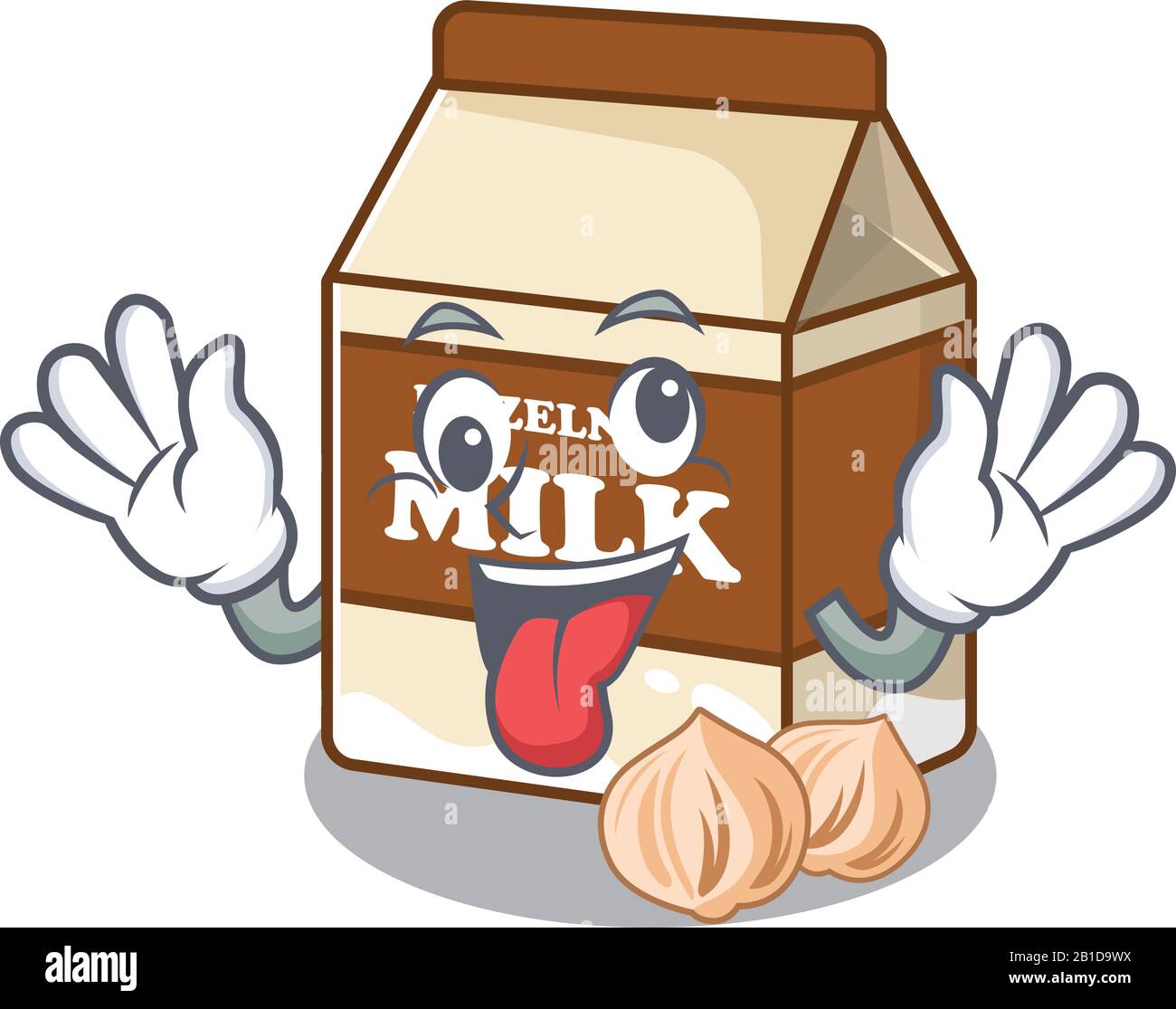 Cute sneaky hazelnut milk Cartoon character with a crazy face Stock ...