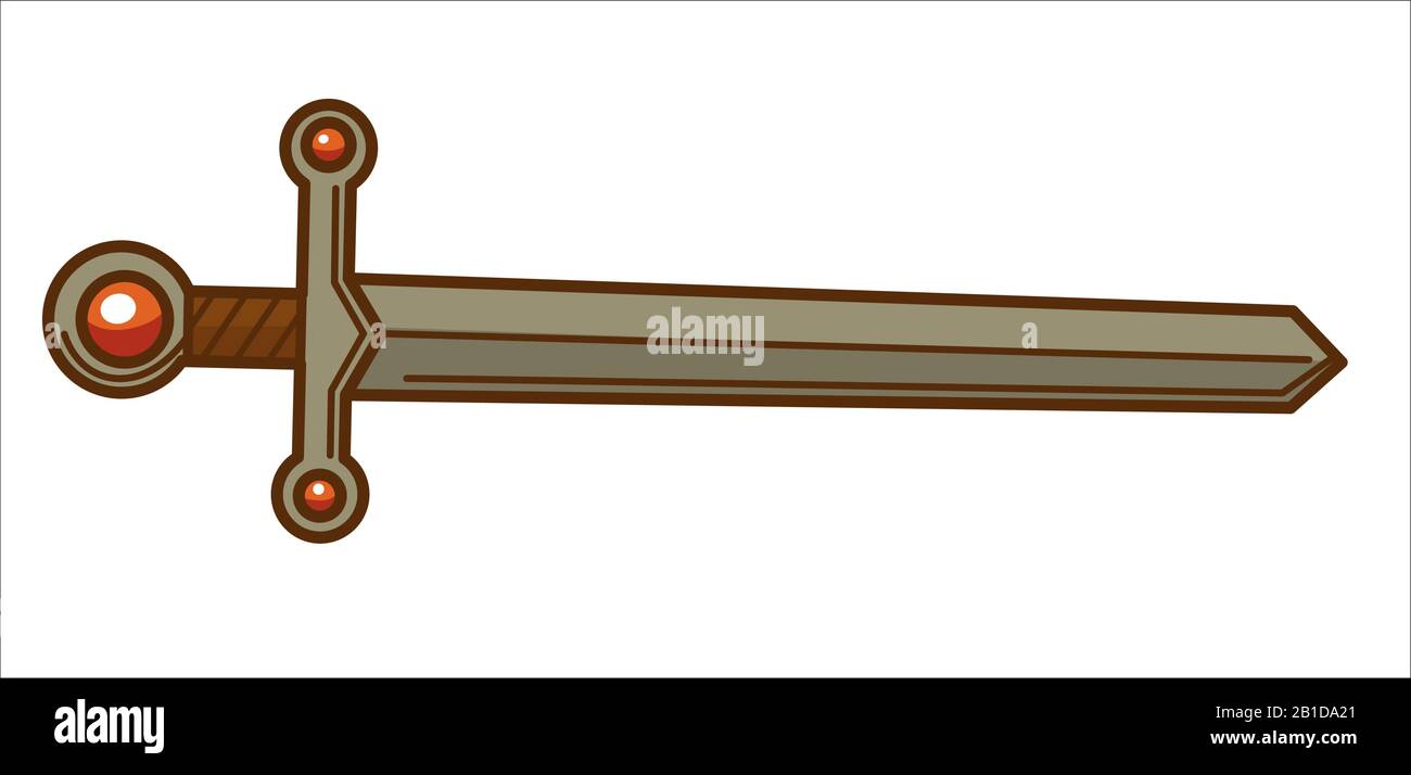 Medieval sword with handle decorated with gemstones icon Stock Vector ...