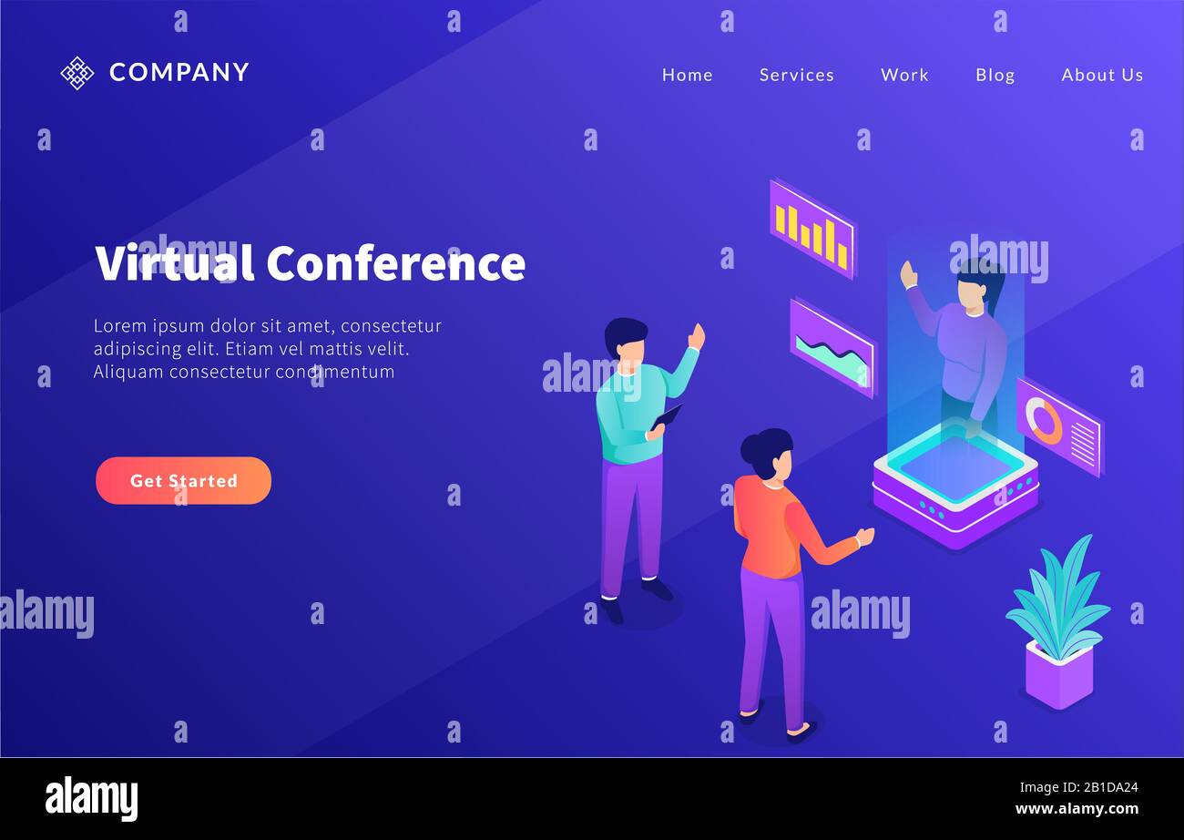virtual conference with hologram technology future for website template ...