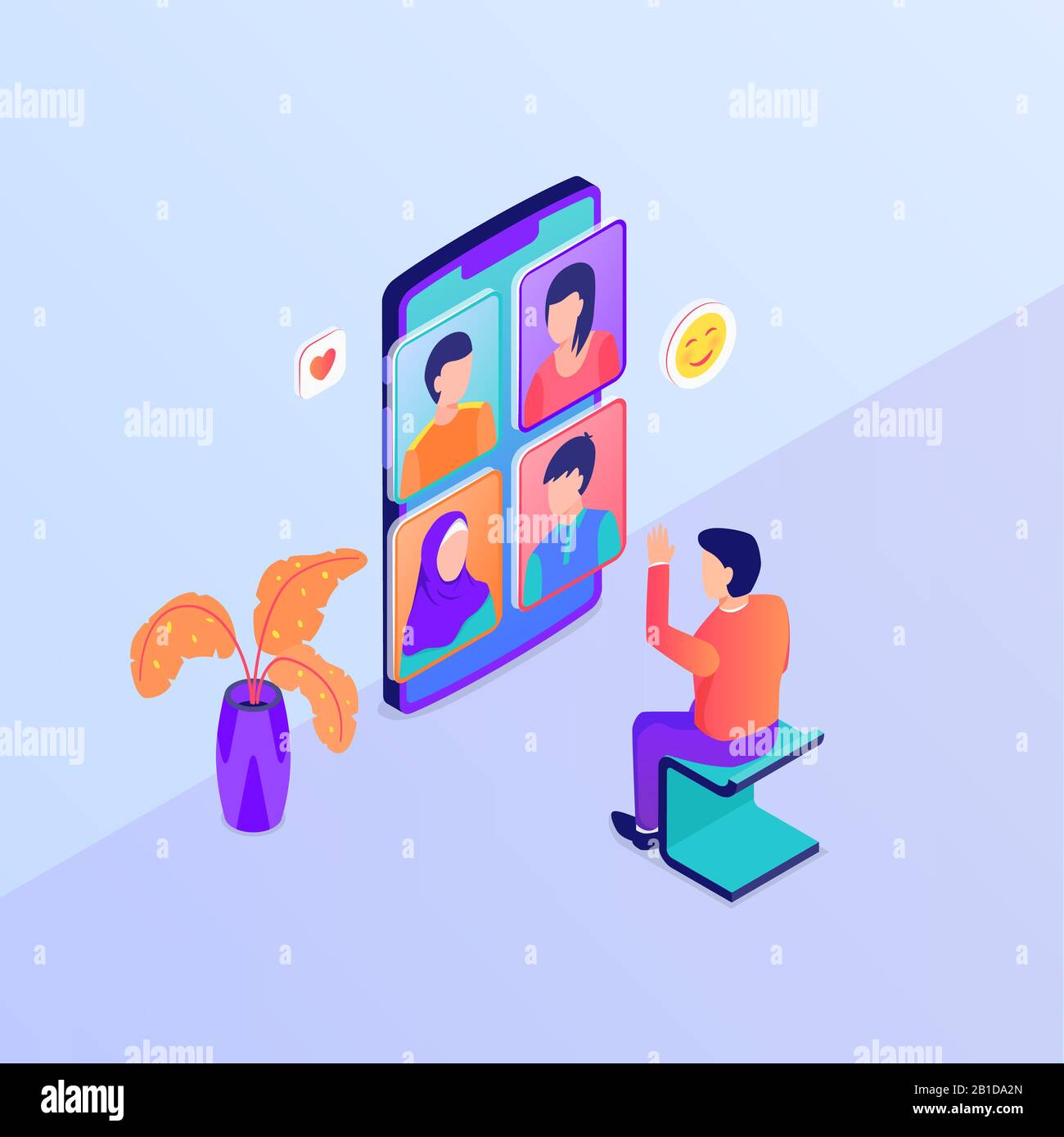 video call group discussion concept with man video calls using big ...