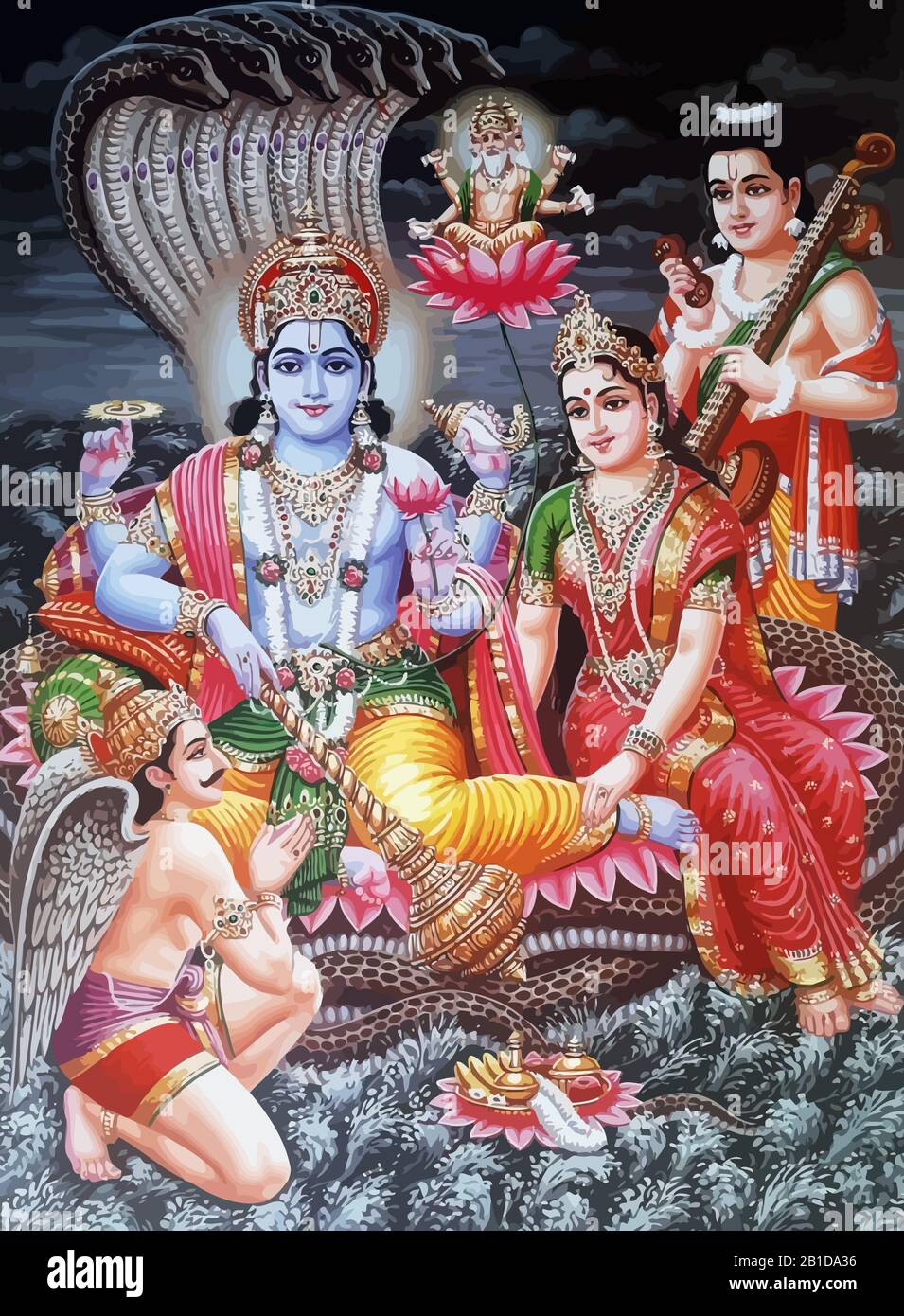 lord Vishnu music lady Parvati and Saraswati hinduism culture mythology ...