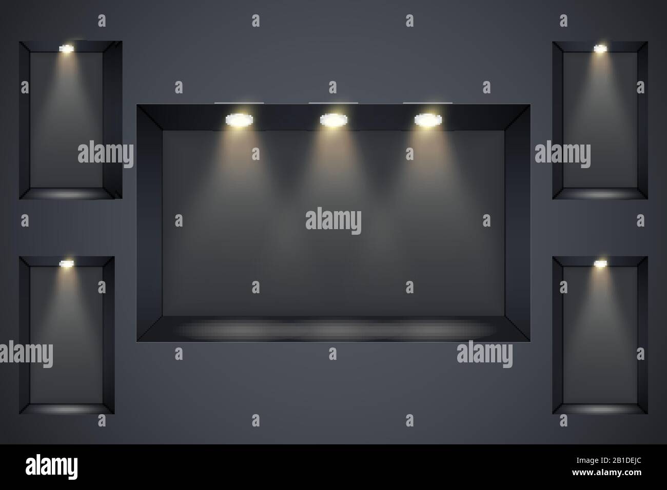 Black wall niches with spotlight Stock Vector Image & Art - Alamy