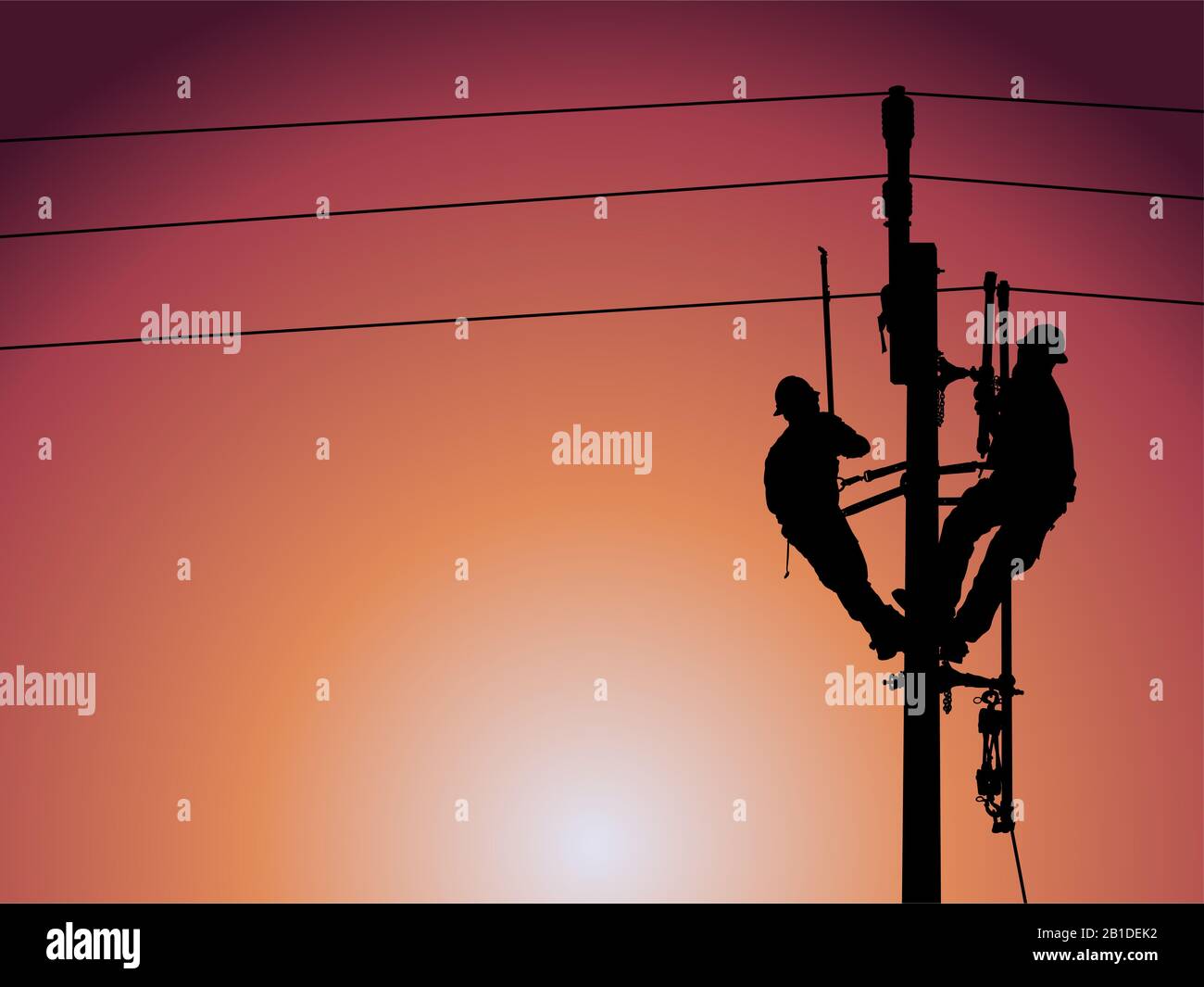 Lineman On Pole Silhouette