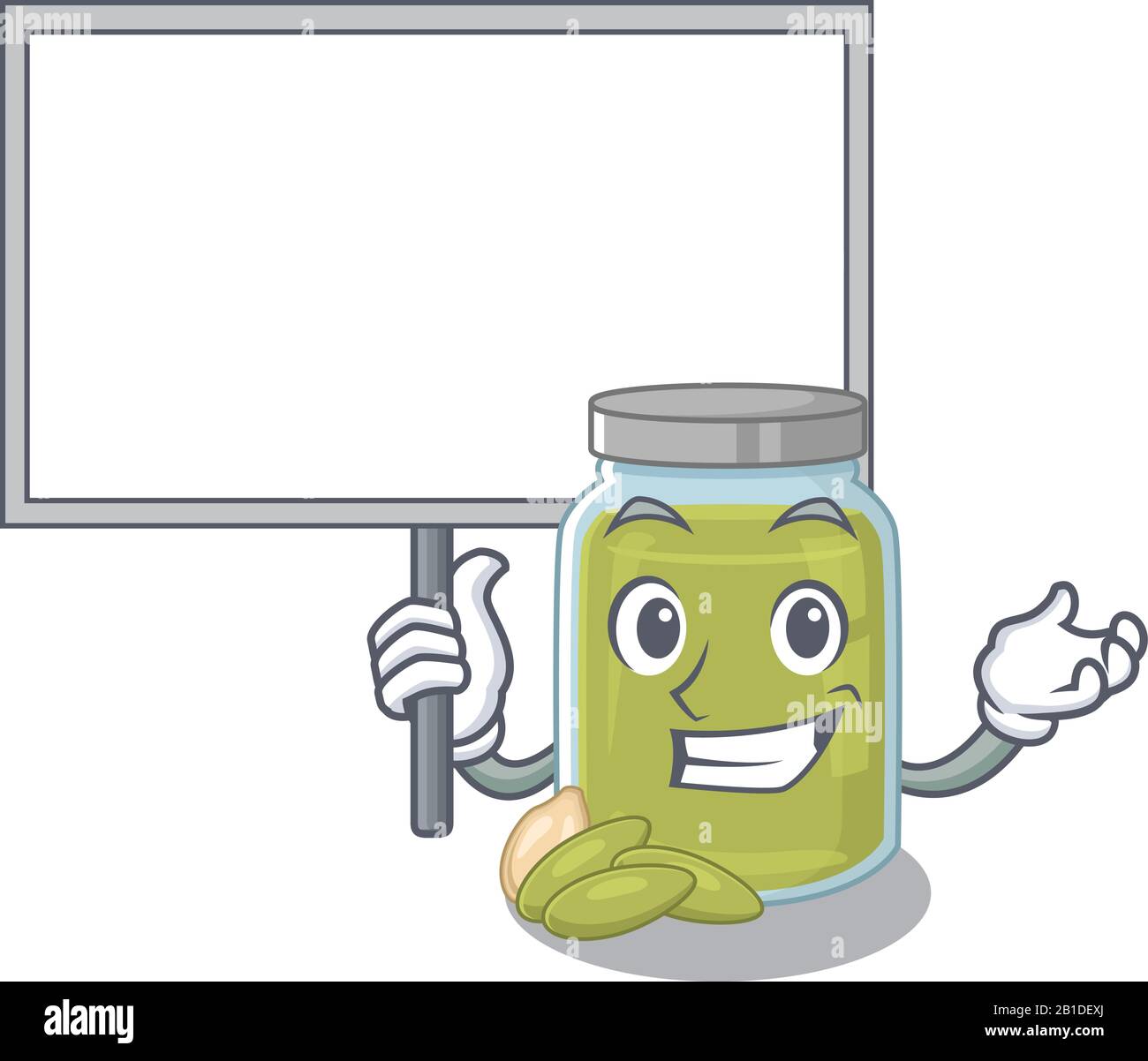A cute picture of pumpkin seed butter mascot design with a board Stock ...