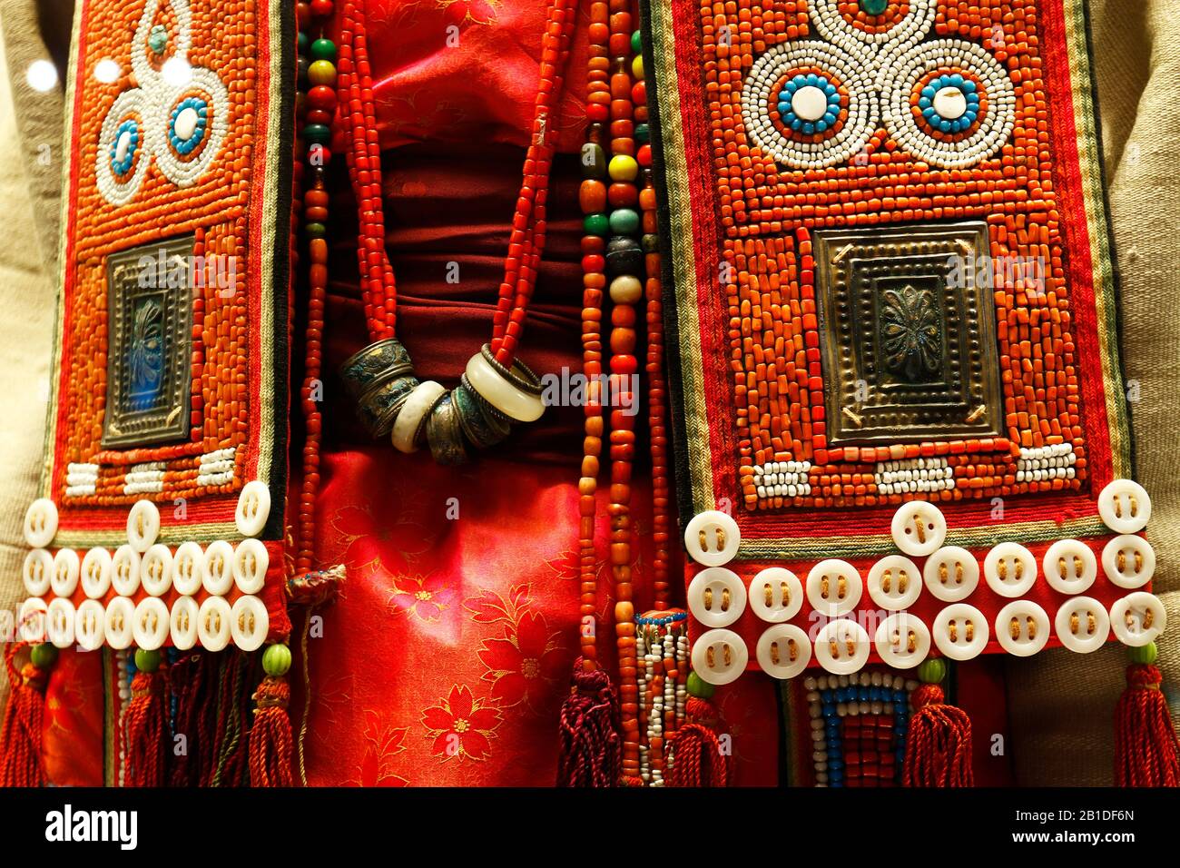 Detail of traditional ethnic minorities costume in china Stock Photo ...