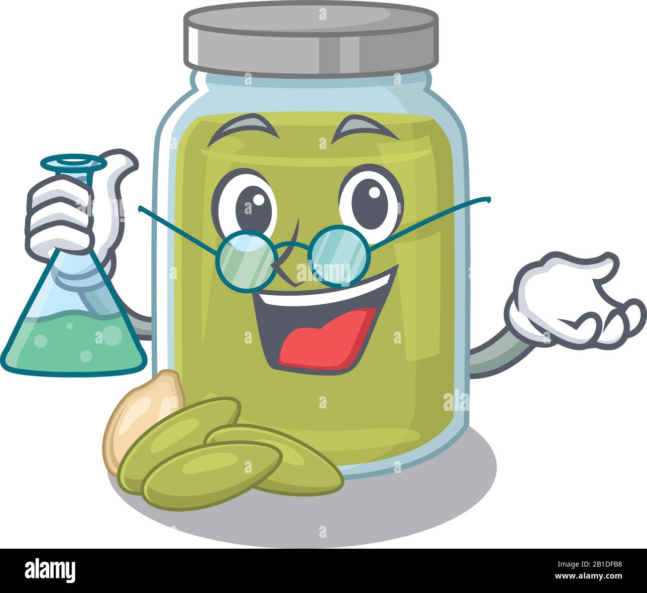 Cool pumpkin seed butter Professor cartoon character with glass tube ...