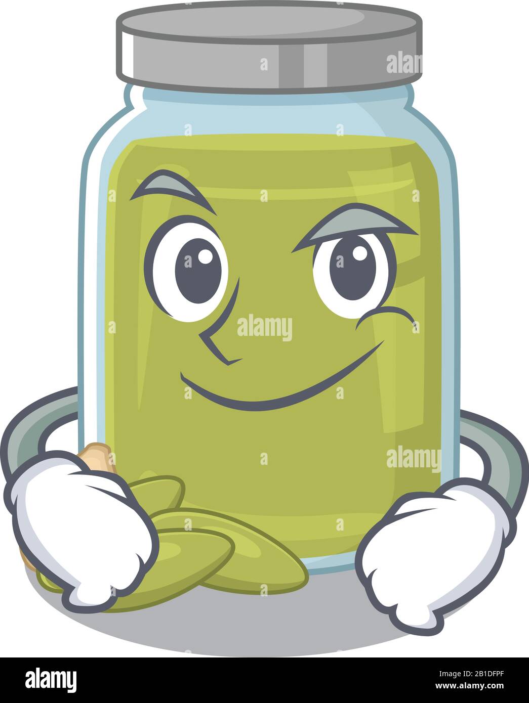 Cool pumpkin seed butter mascot character with Smirking face Stock ...