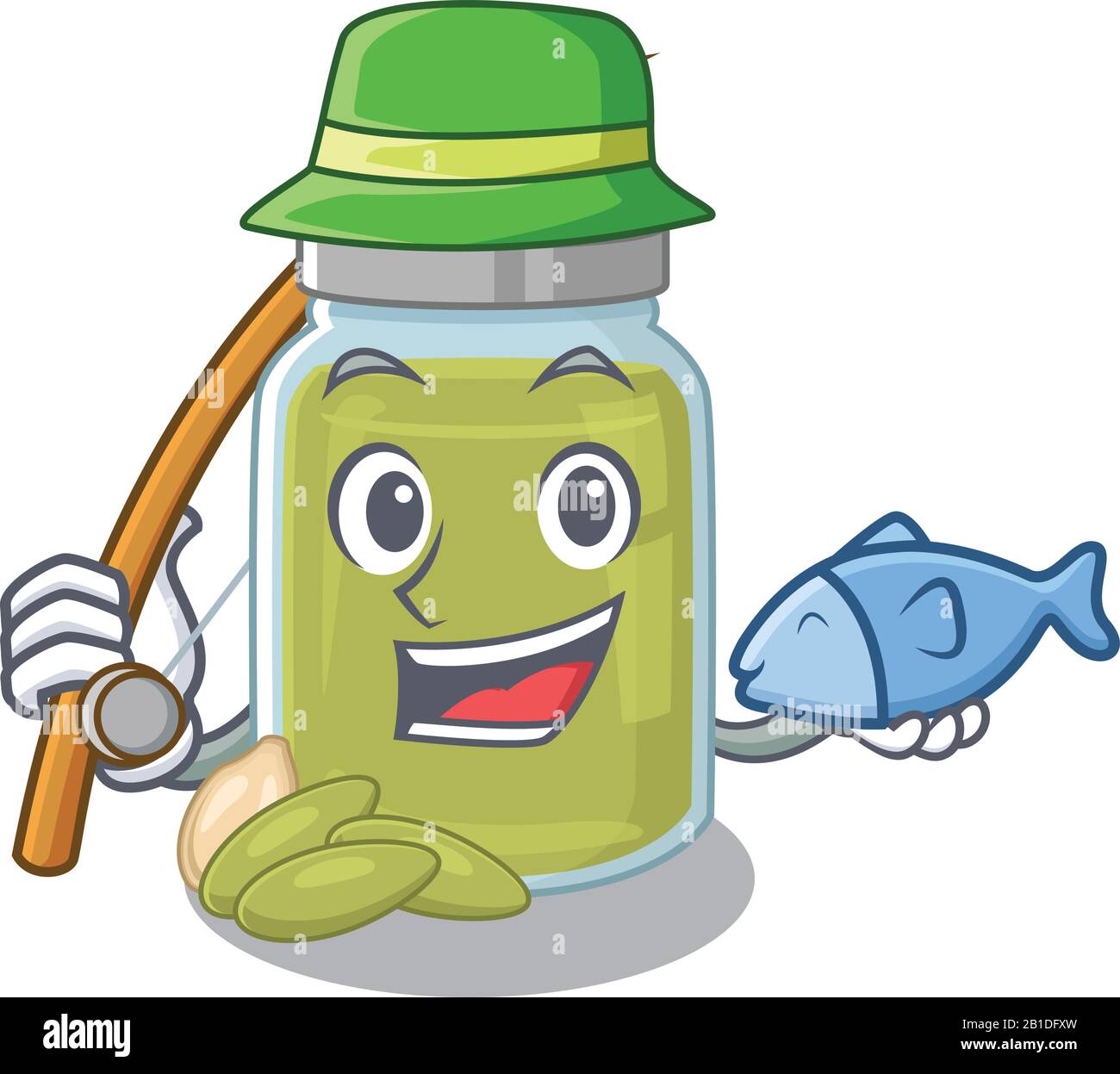 A Picture of happy Fishing pumpkin seed butter design Stock Vector ...
