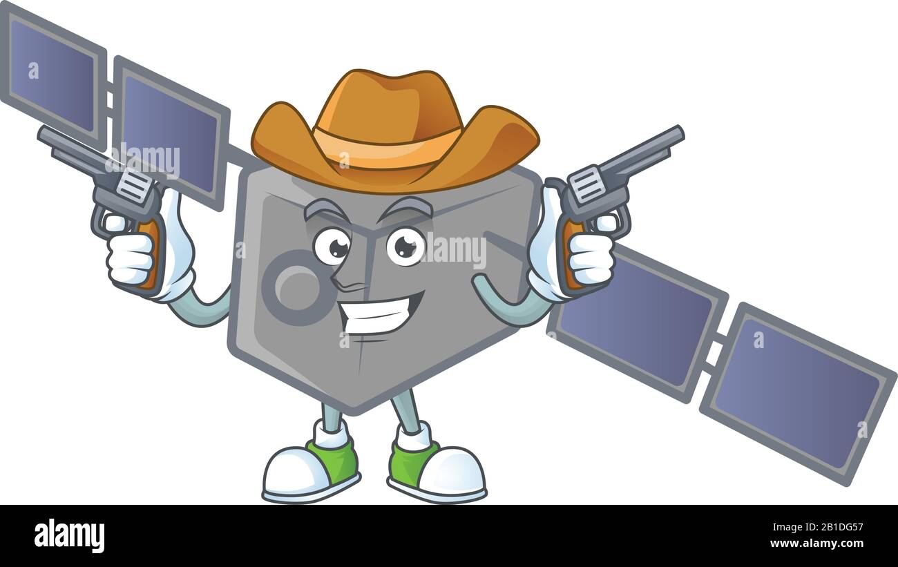 The brave of satellite network Cowboy cartoon character holding guns ...